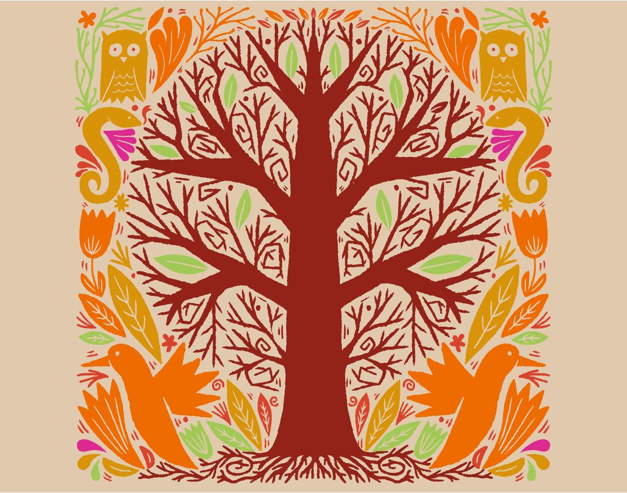 tree birds and animals 236687 Vector Art at Vecteezy