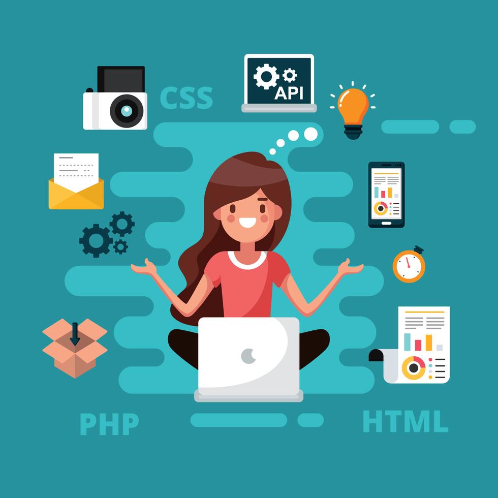 Female Developer 242488 Vector Art At Vecteezy