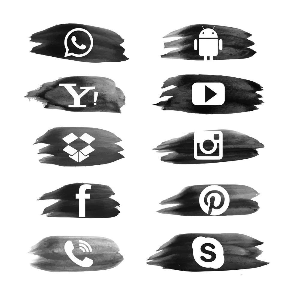 Modern Watercolor Social Media Icons Set Collection Design 243778