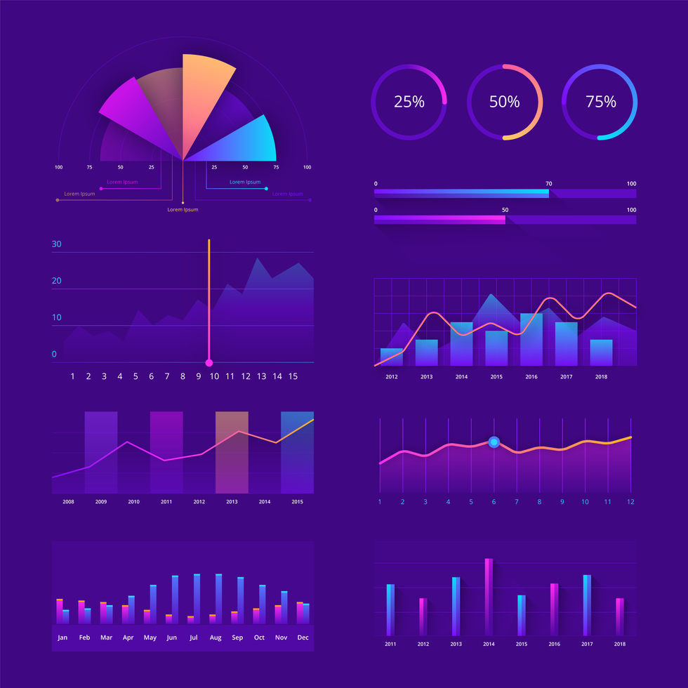 Colorful Charts UI Kit Vector 245390 Vector Art at Vecteezy