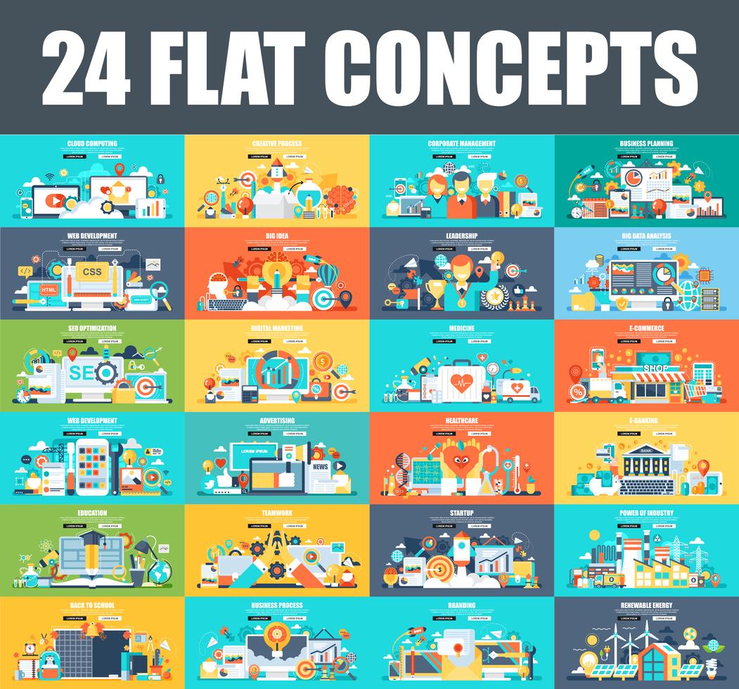 Modern set of flat concept web banners 250993 Vector Art at Vecteezy