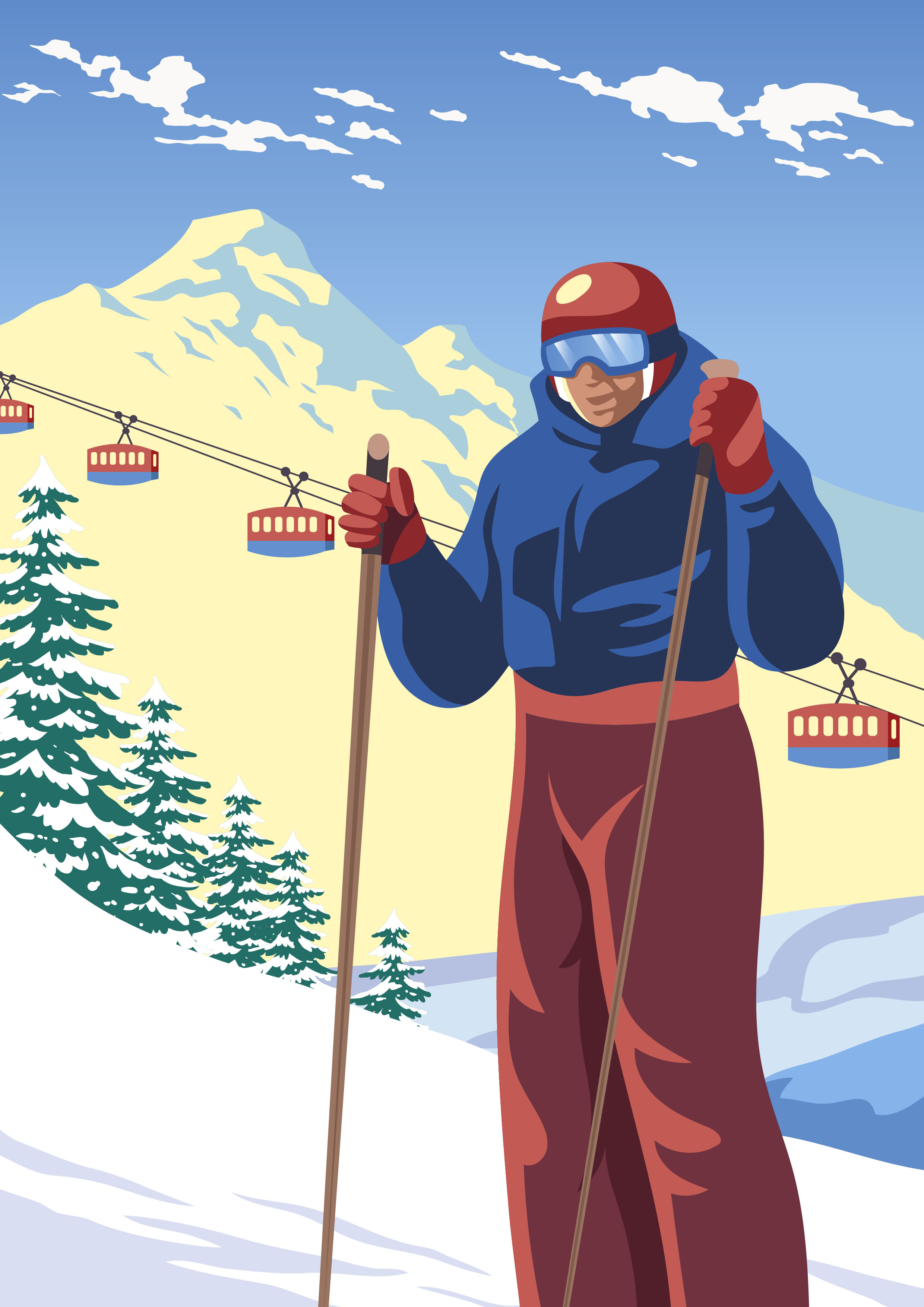 Man Skier 251556 Vector Art at Vecteezy