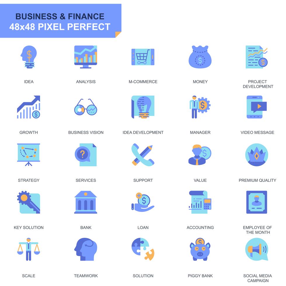 Simple Set Business and Finance Flat Icons for Website and Mobile Apps ...
