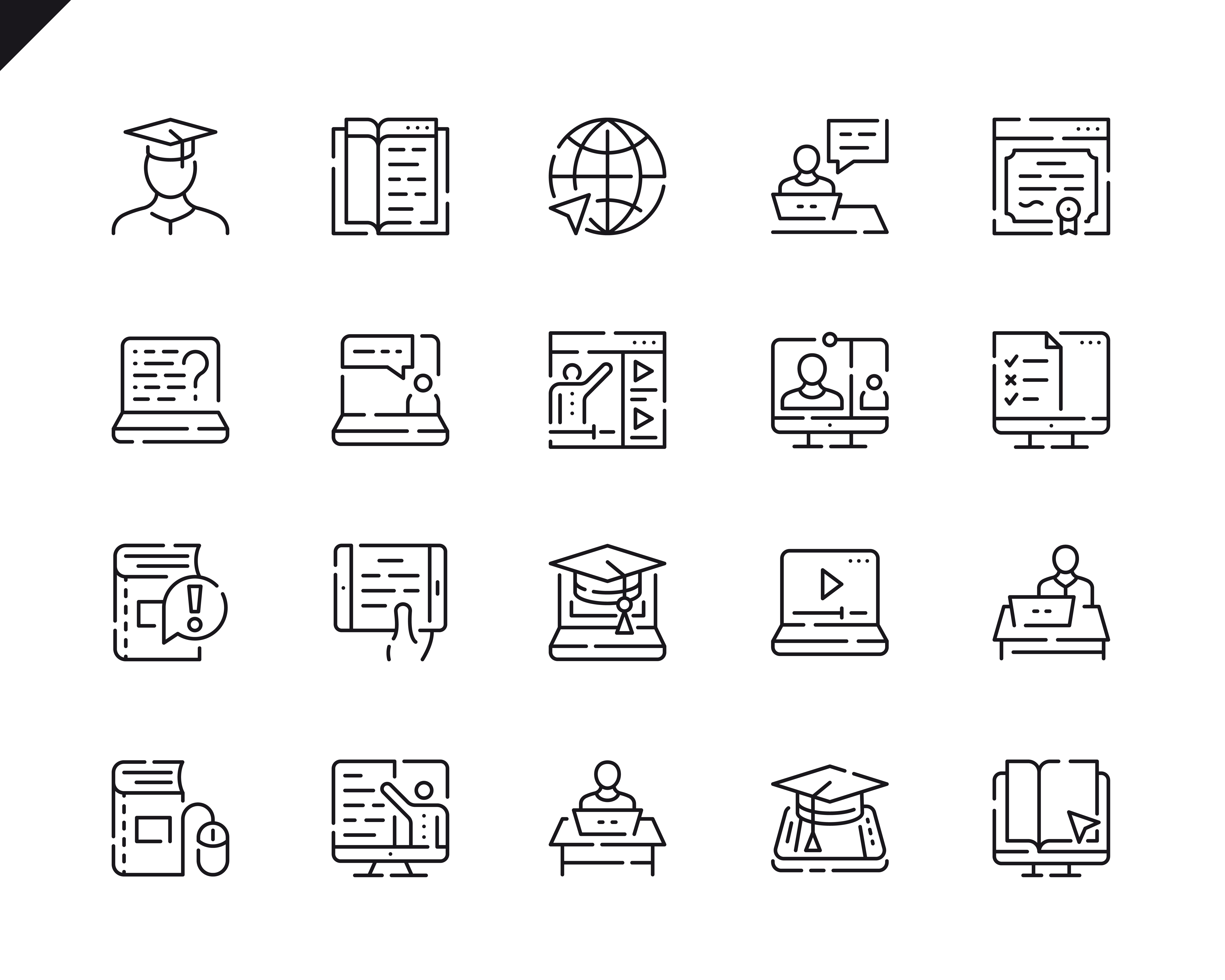 Simple Set Online Education Line Icons for Website and Mobile Apps ...