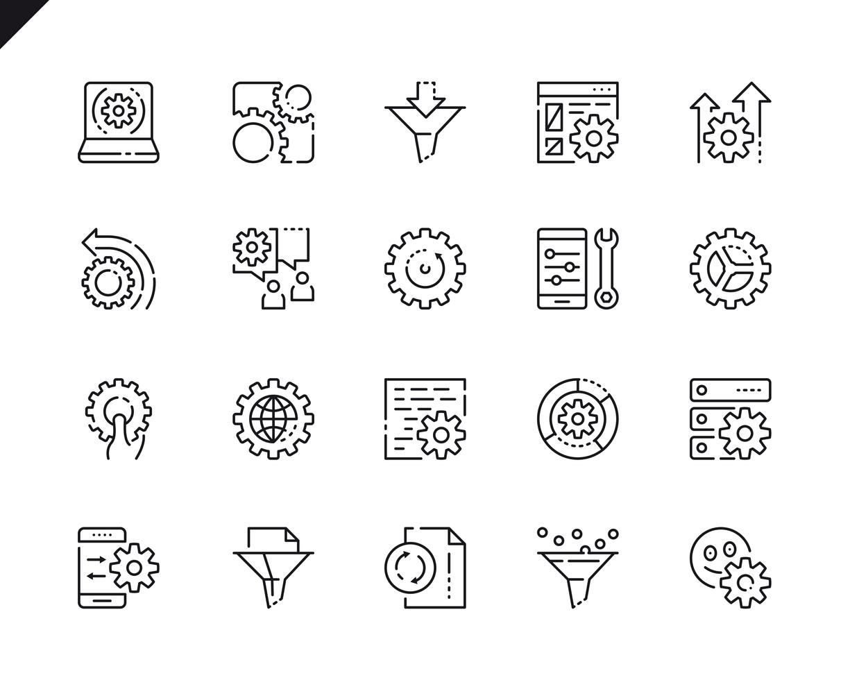 Simple Set Data Processing Line Icons For Website And Mobile Apps 252749 Vector Art At Vecteezy