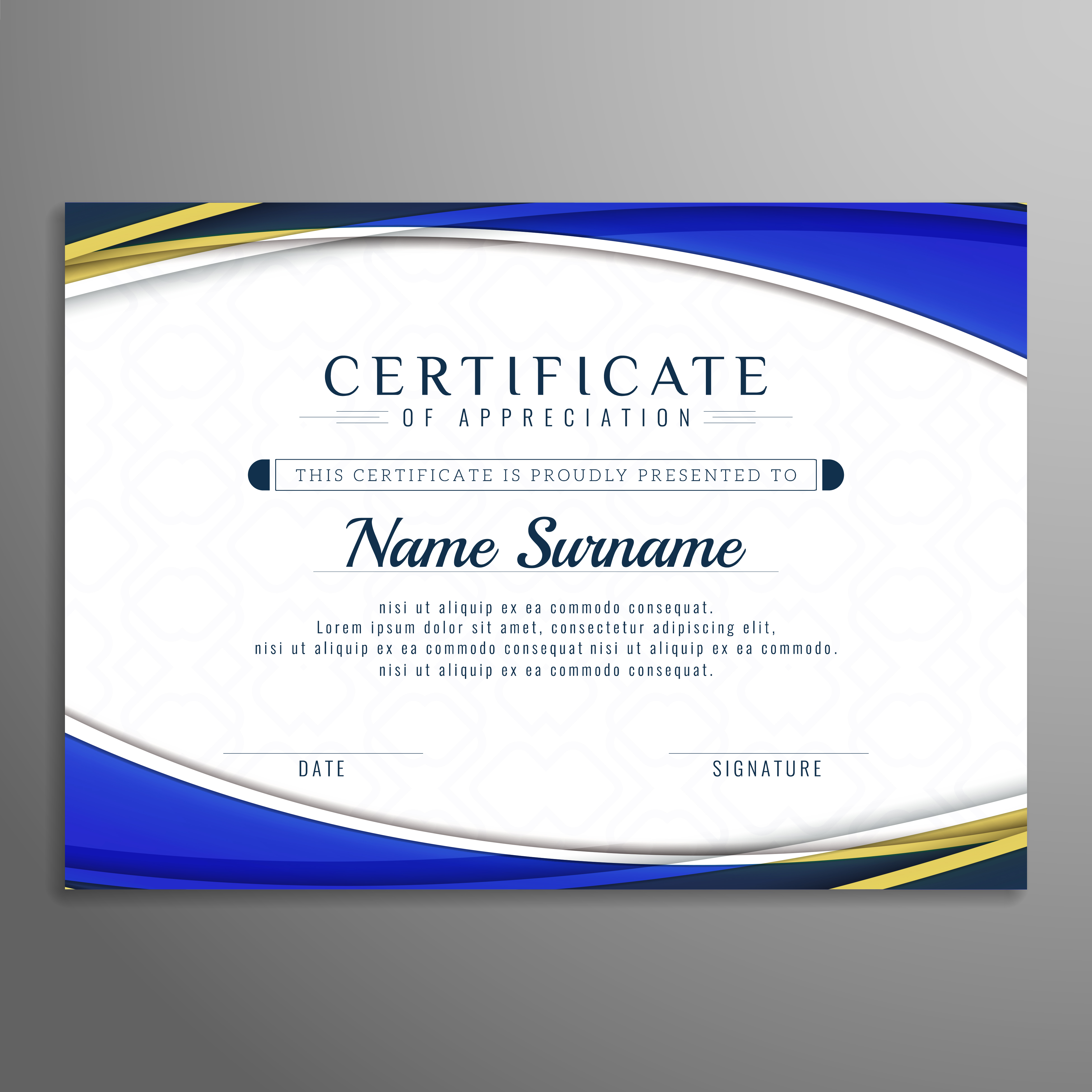 Abstract Wavy Beautiful Certificate Design Template 254025 Vector Art