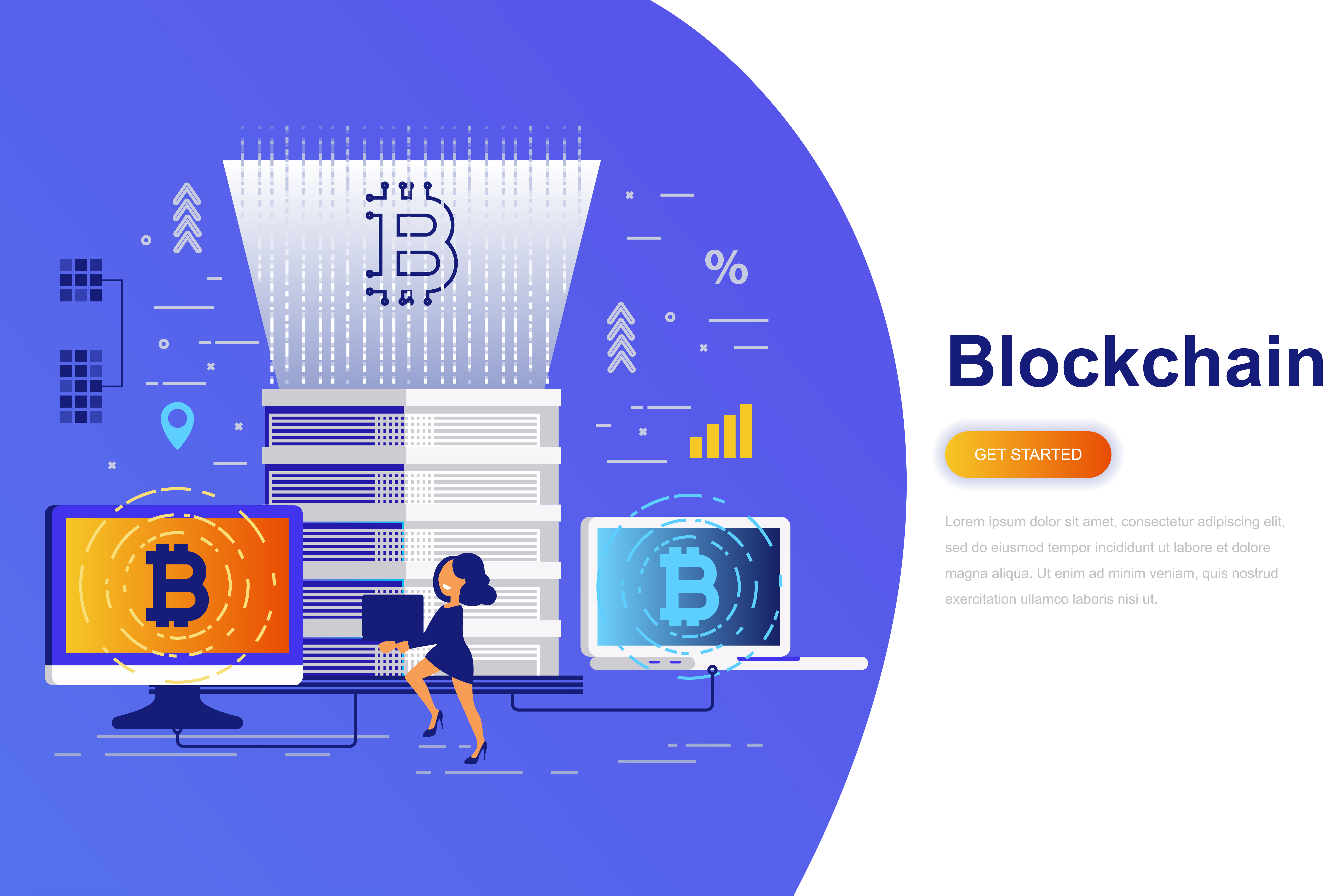 Cryptocurrency And Blockchain Modern Flat Concept Web Banner 257860 Vector Art At Vecteezy