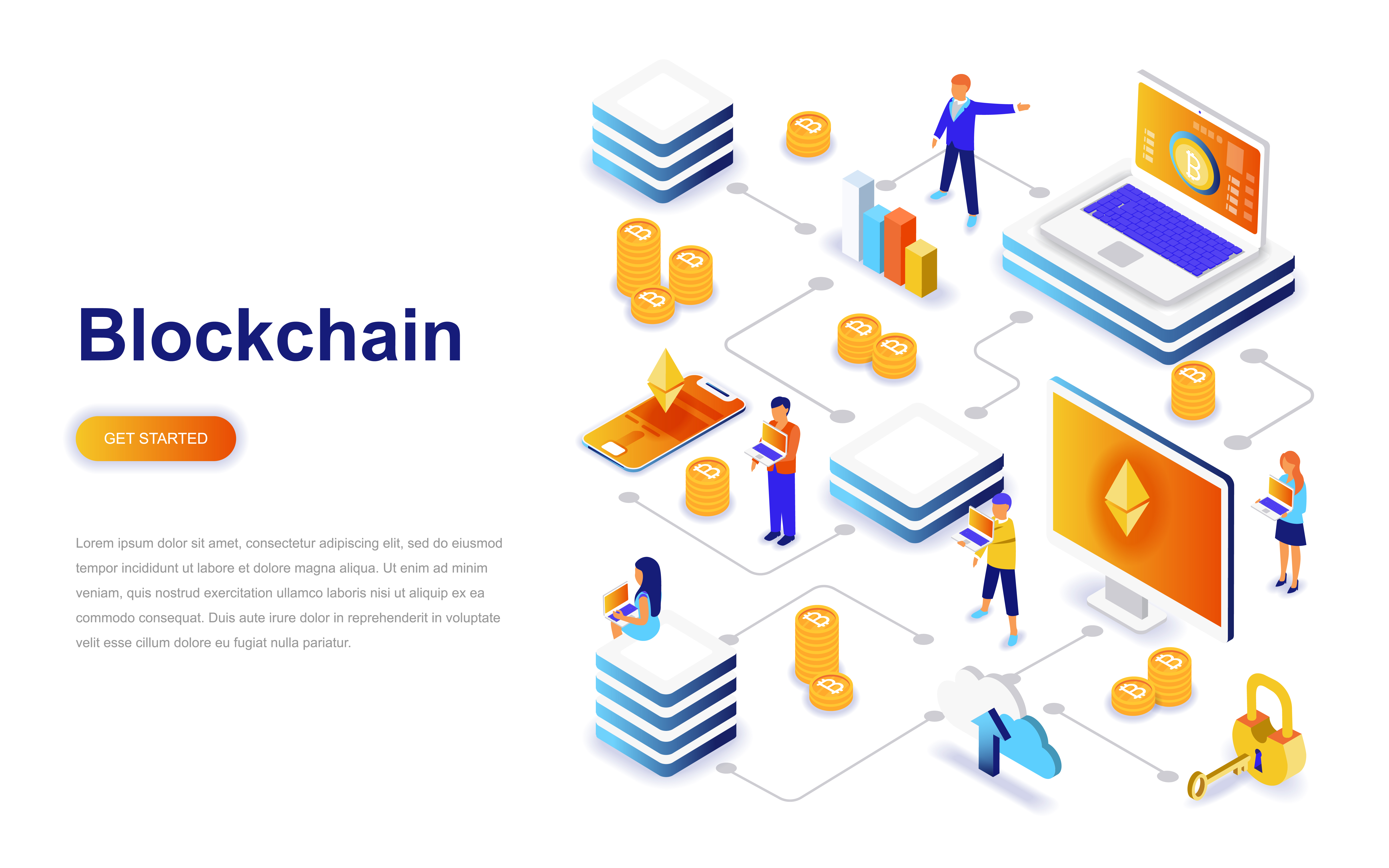 Blockchain Modern Flat Design Isometric Concept 257869 Vector Art At Vecteezy