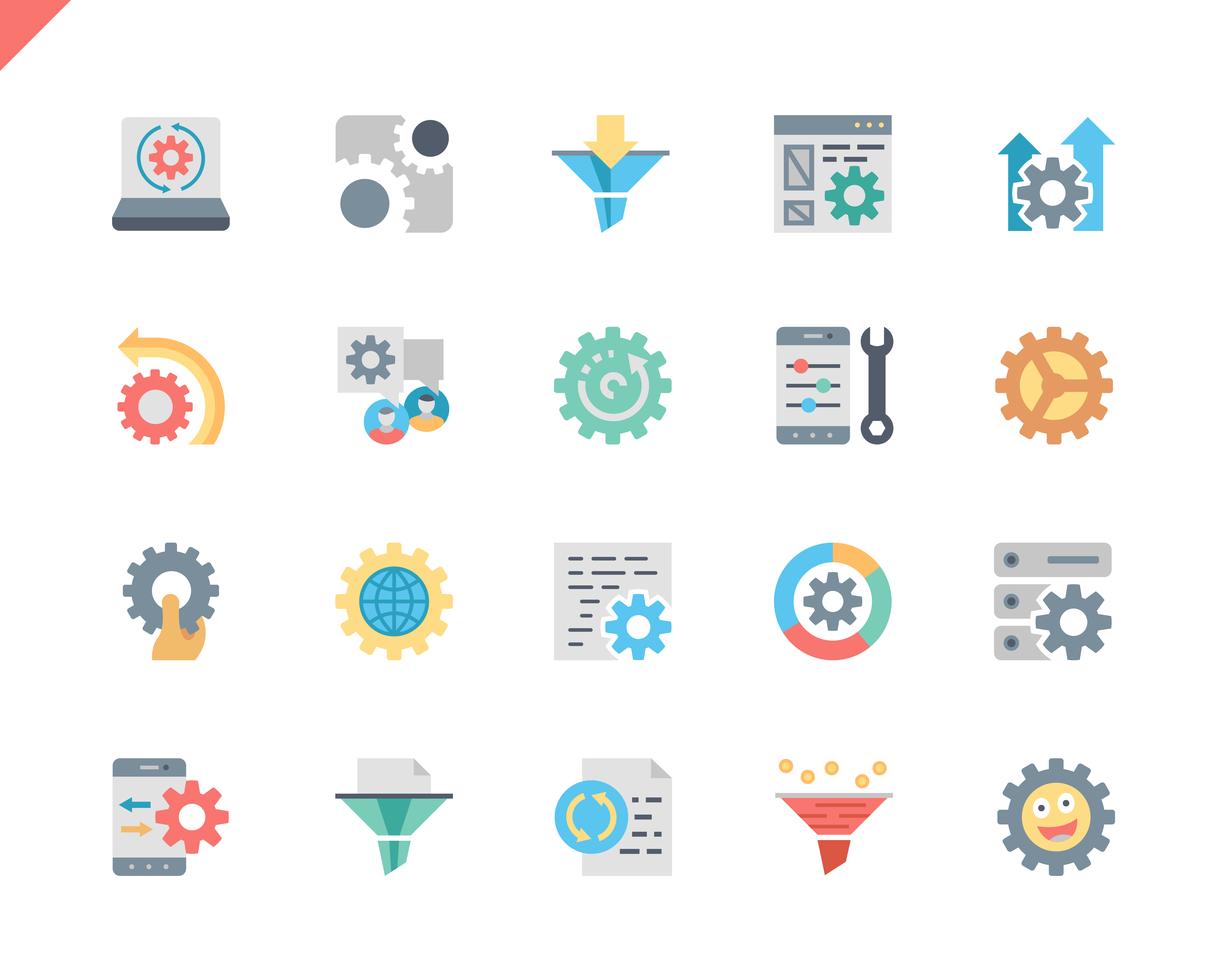 Simple Set Data Processing Flat Icons 258020 Vector Art at Vecteezy