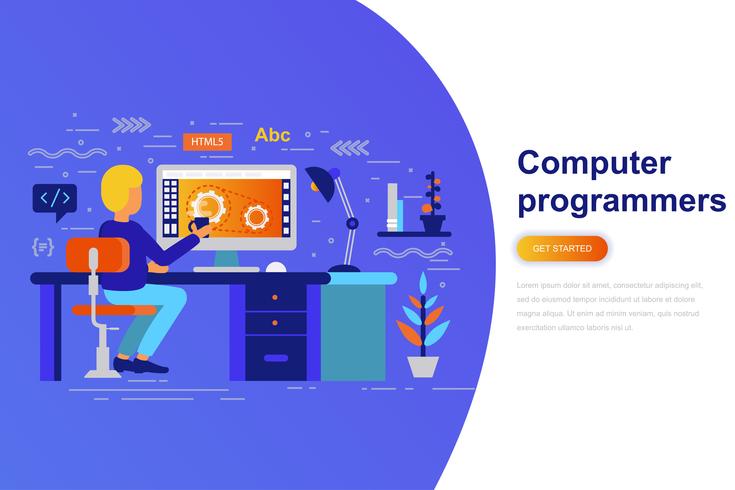 Computer programmers modern flat concept web banner 258232 Vector Art ...