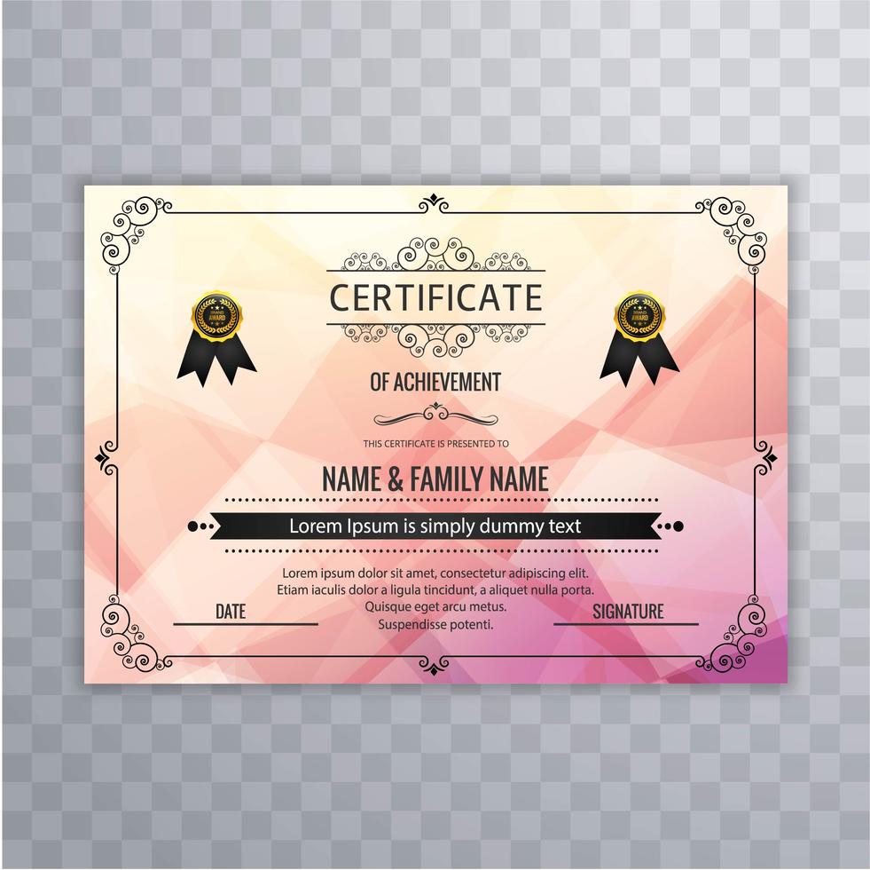Abstract Beautiful Certificate Template Design Vector 258469 Vector Art
