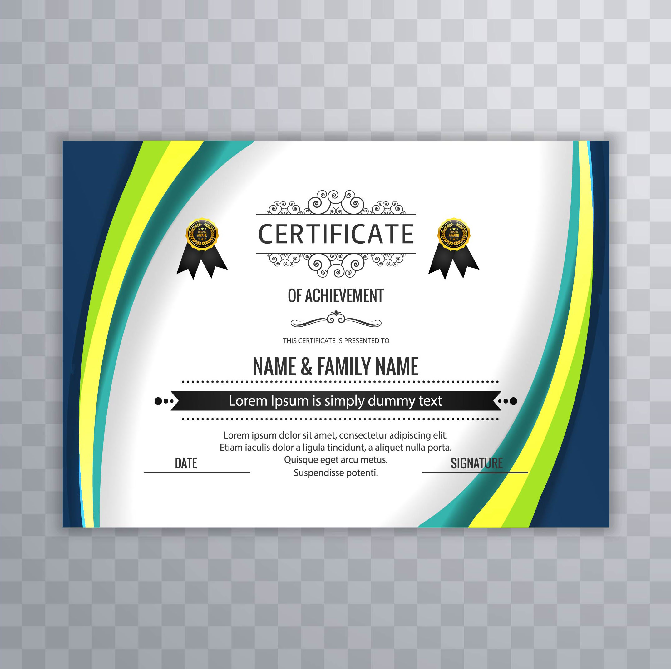 Abstract Beautiful Certificate Template Design Vector 258518 Vector Art