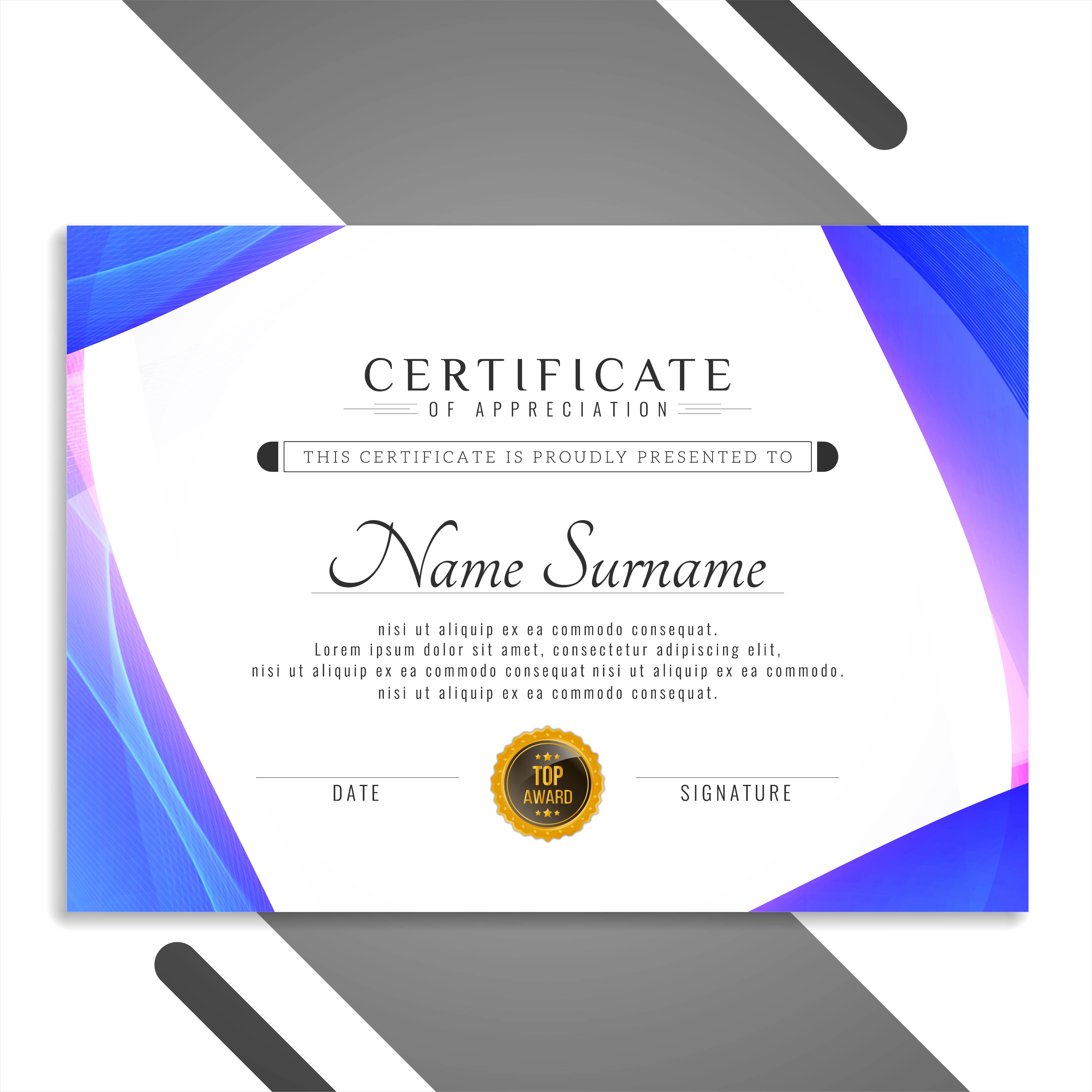 Abstract Certificate Template Design 259005 Vector Art At Vecteezy