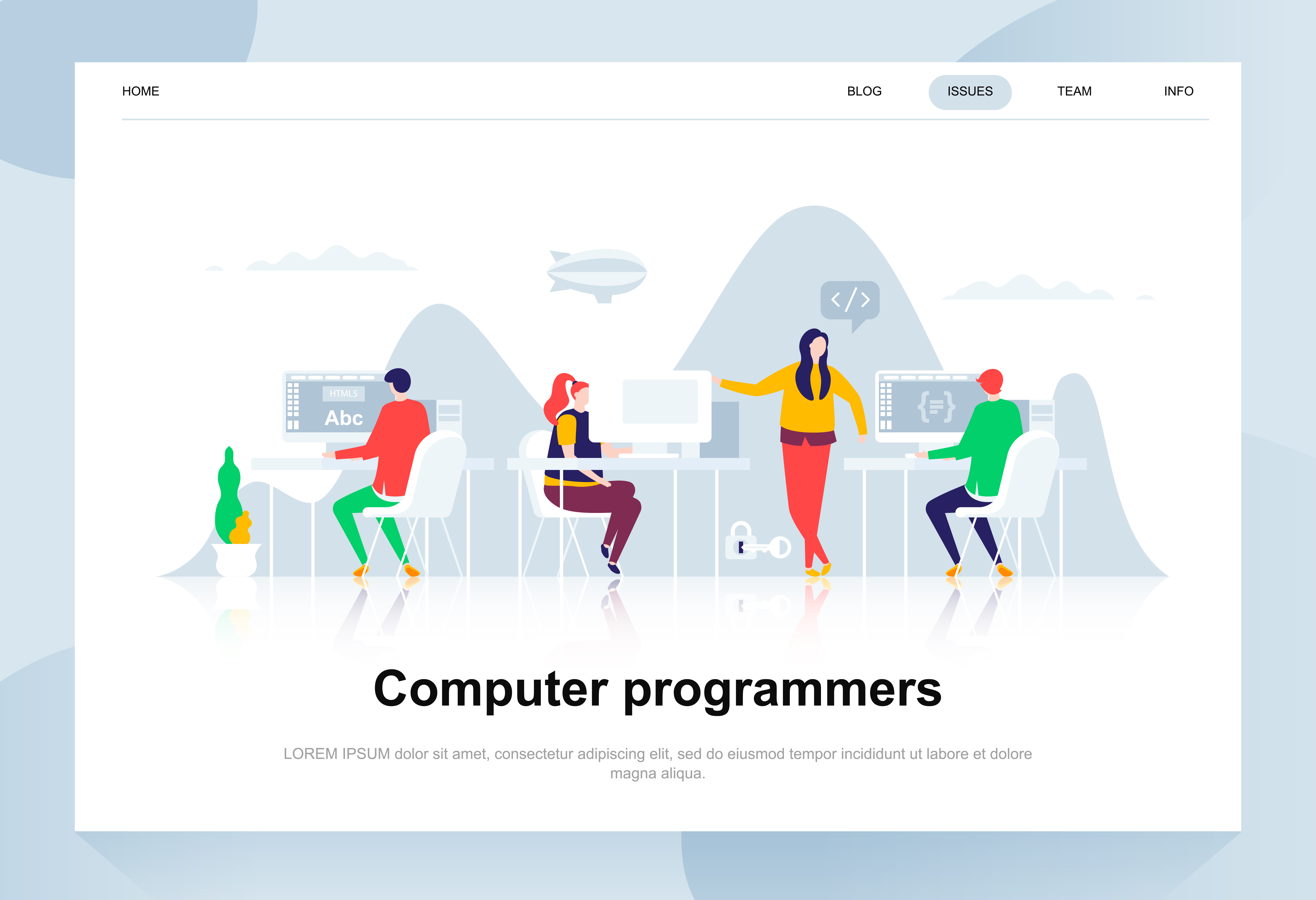Flat Design Computer Programmers Web Banner 260797 Vector Art At Vecteezy