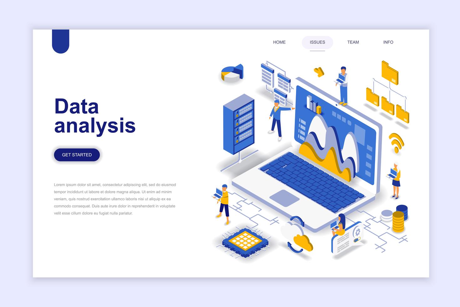 Isometric Data Analysis Web Banner 260799 Vector Art At Vecteezy