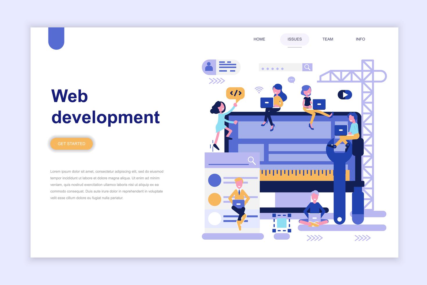 Landing page template of web development 260883 Vector Art at Vecteezy
