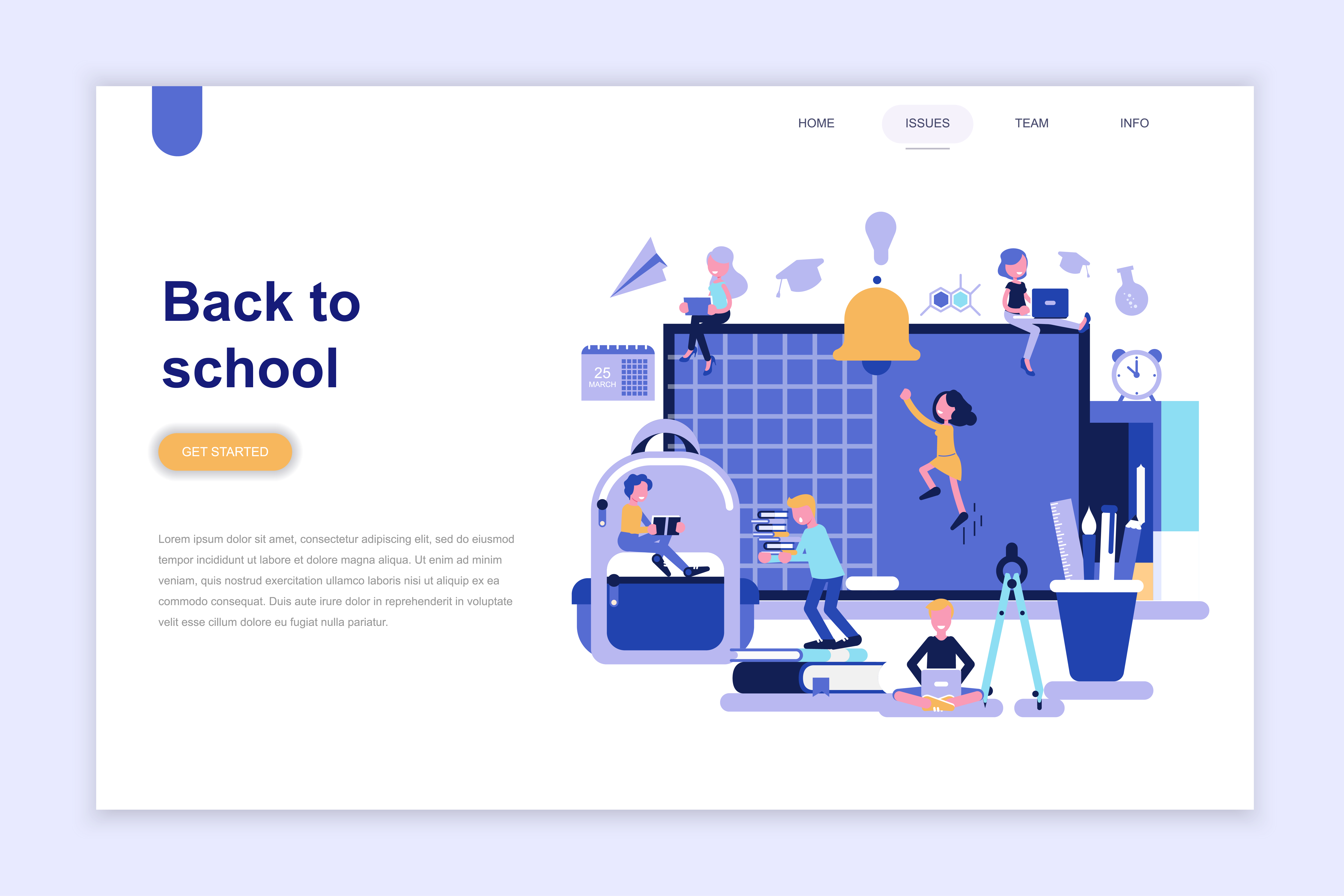 Landing page template of back to school scene 260888 Vector Art at Vecteezy