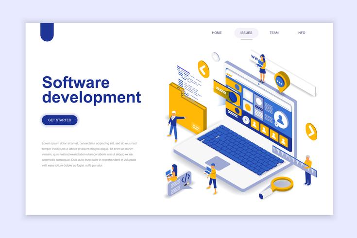 Software Development Modern Flat Design Isometric Concept 260972 Vector