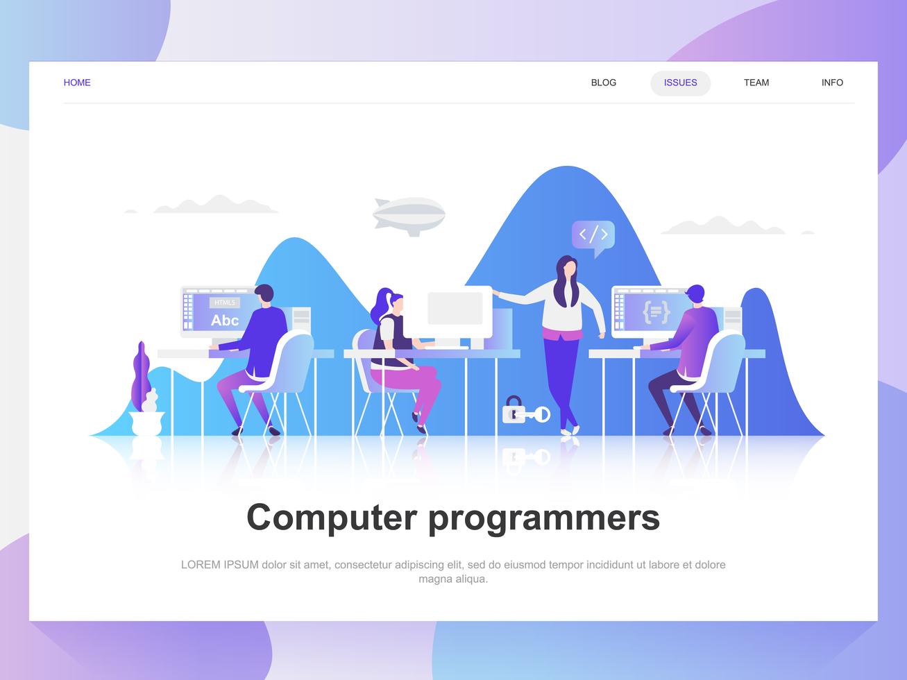 Computer Programmers Landing Page Template 262571 Vector Art at Vecteezy