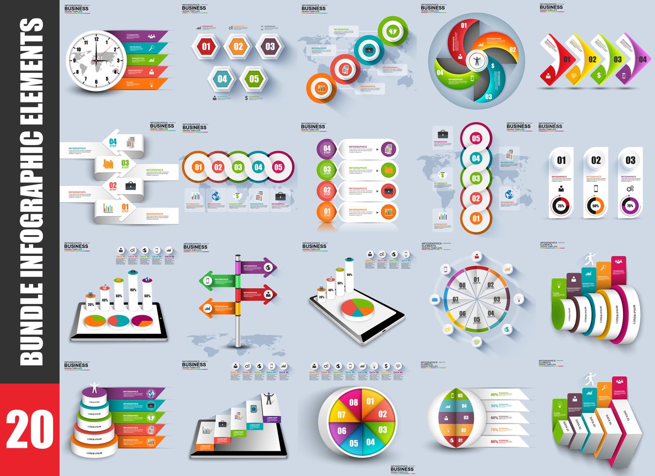 Bundle infographic elements data visualization 264432 Vector Art at ...