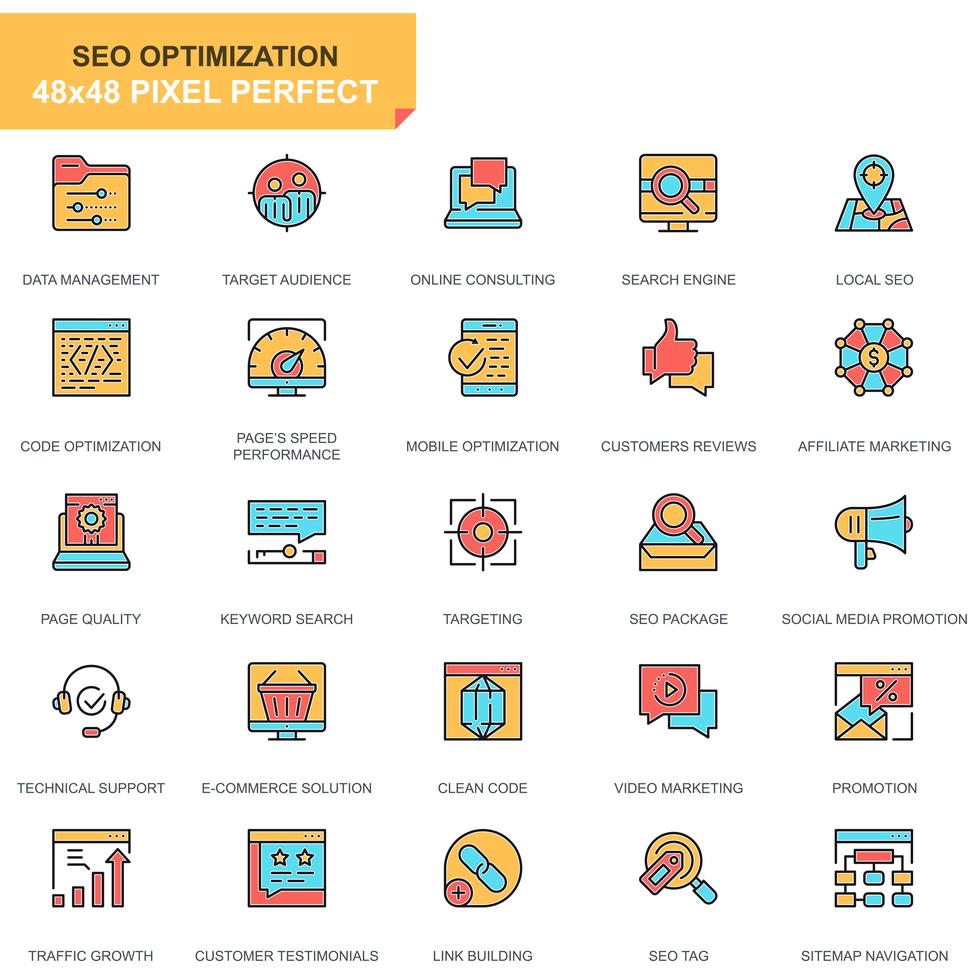 SEO and Web Optimization Icon Set 266275 Vector Art at Vecteezy