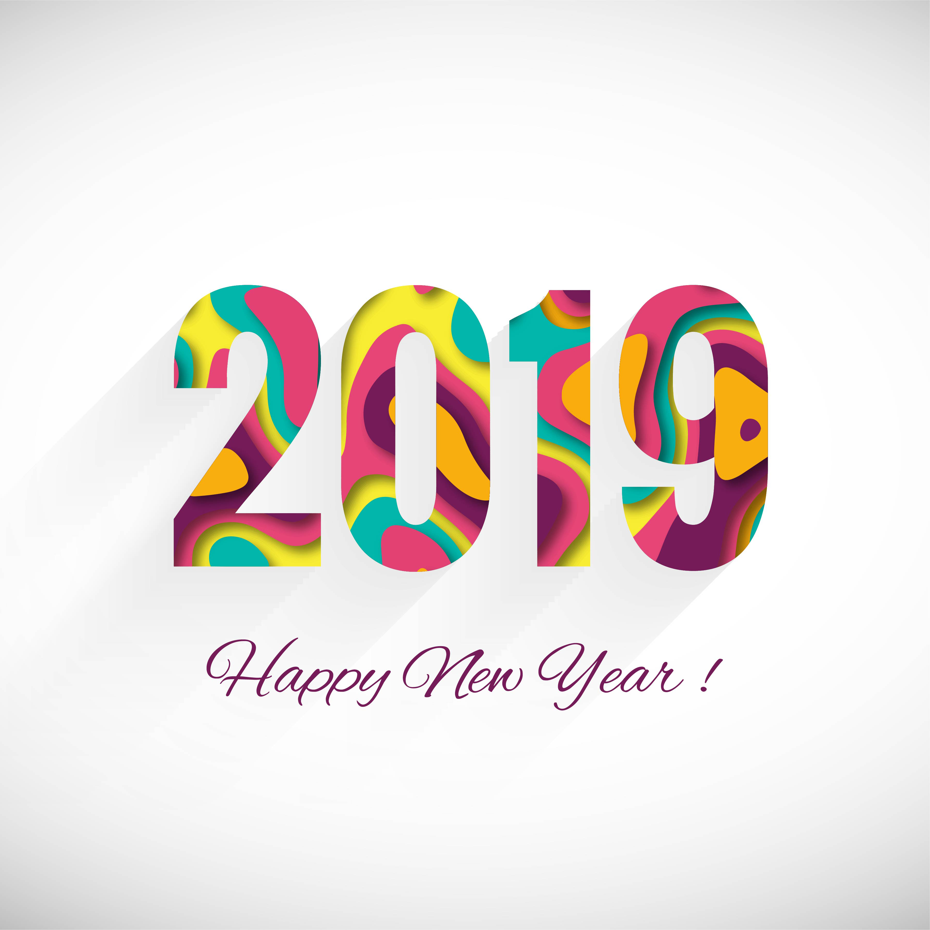 Happy New Year 2019 card celebration colorful background 266697 Vector ... Happy New Year 2019 card celebration colorful background 266697 Vector ...