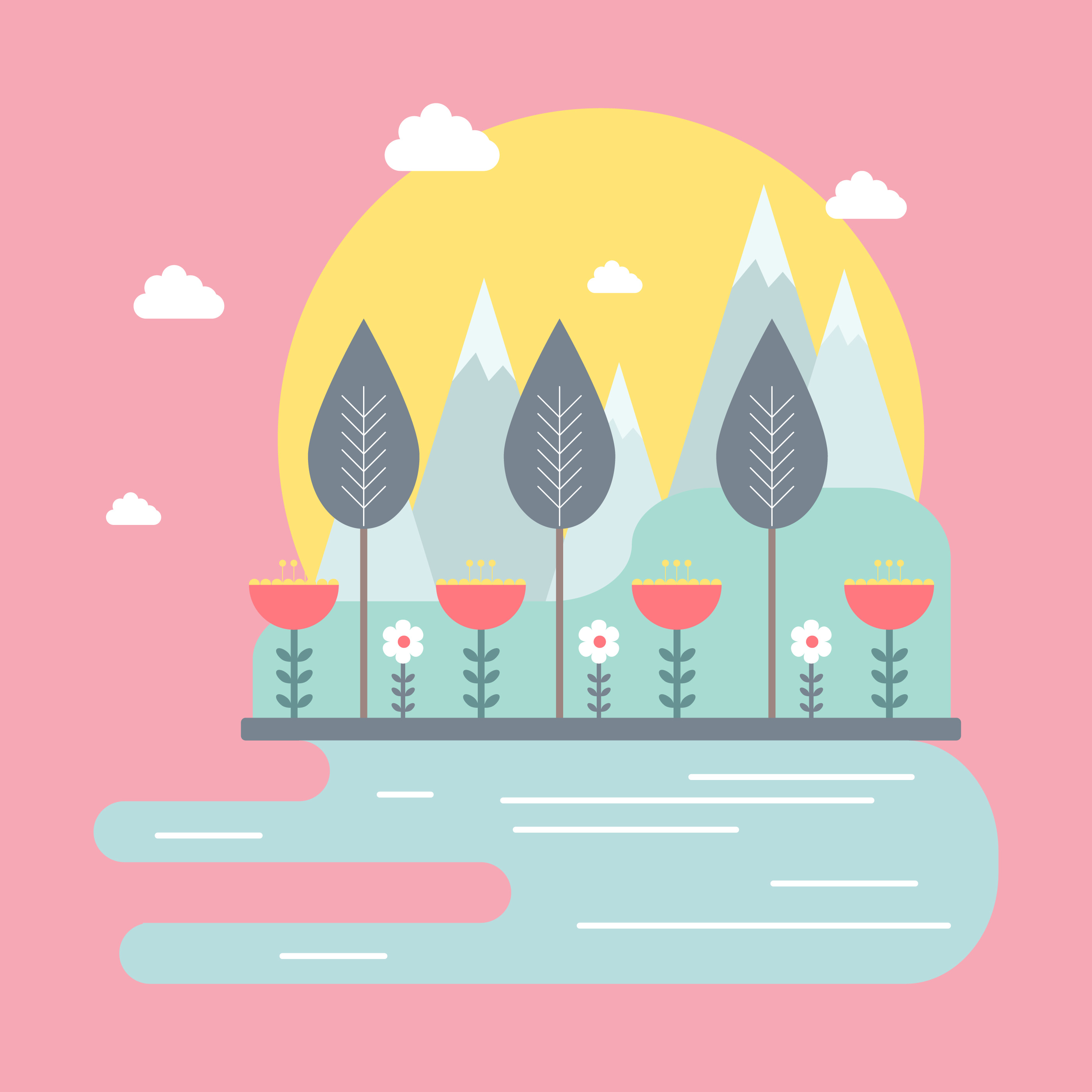 Spring Landscape Vector 268427 Vector Art at Vecteezy