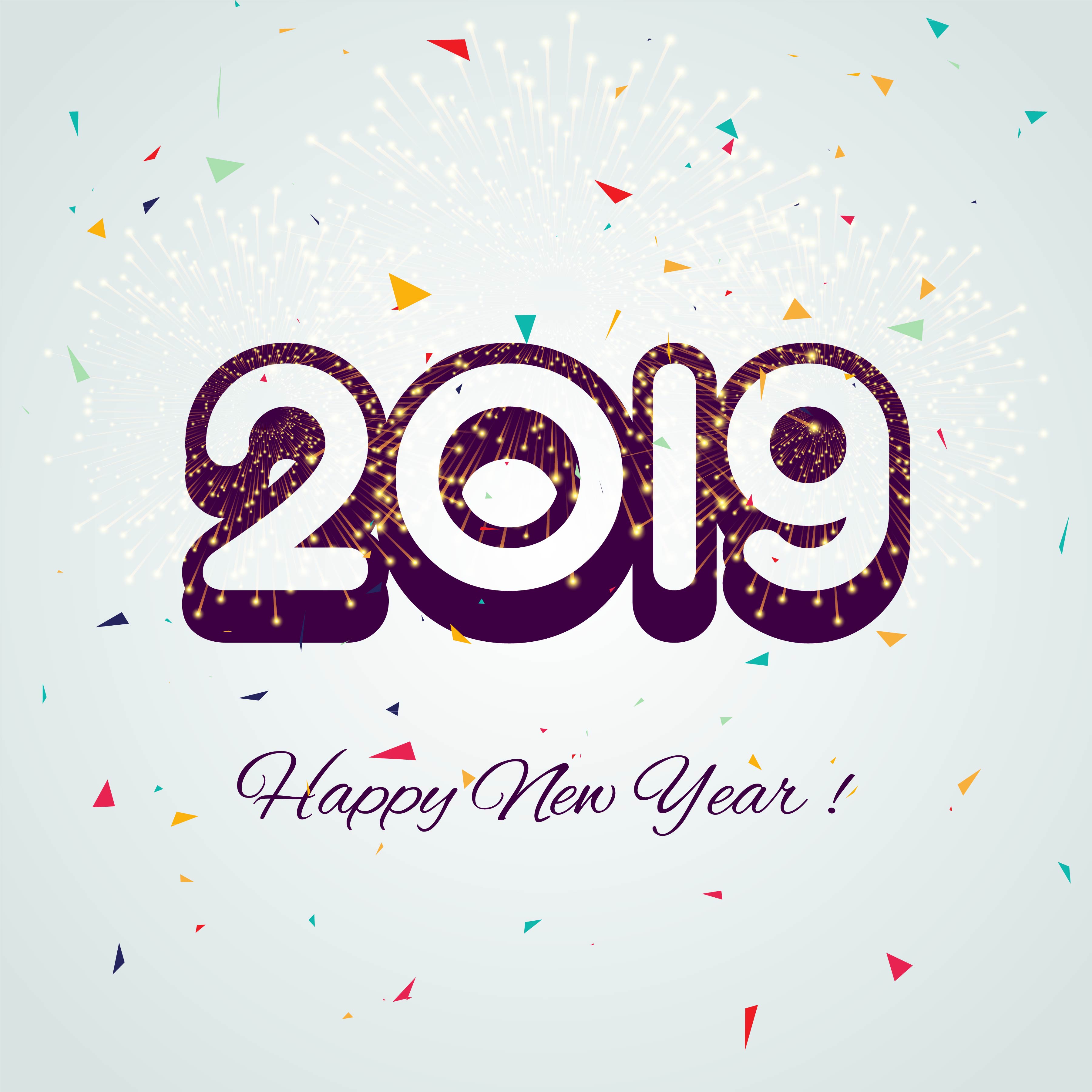 Happy New Year 2019 card celebration colorful background 268579 Vector ...