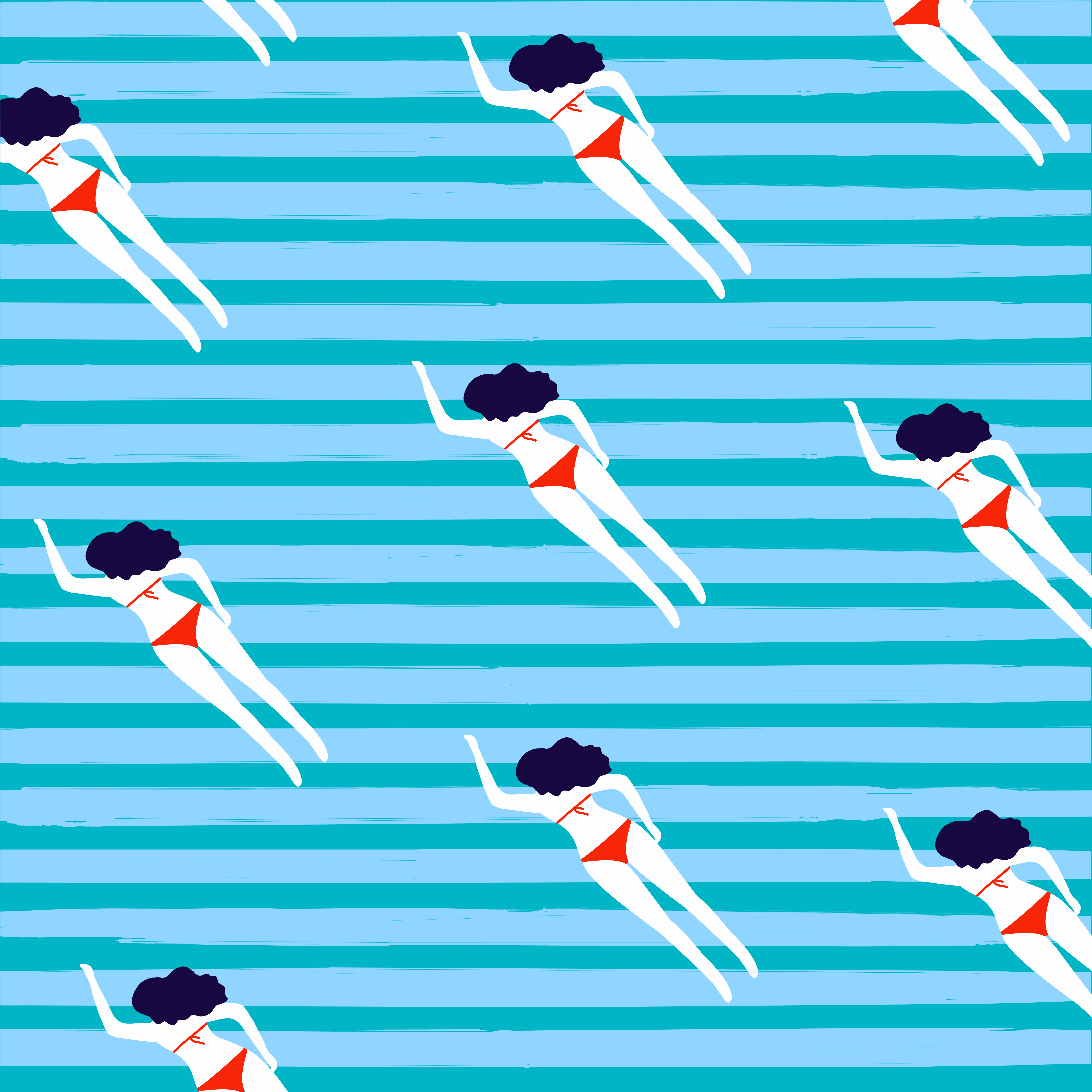 Summer Seamless Pattern Design With Woman Swimming 269039 Vector Art At
