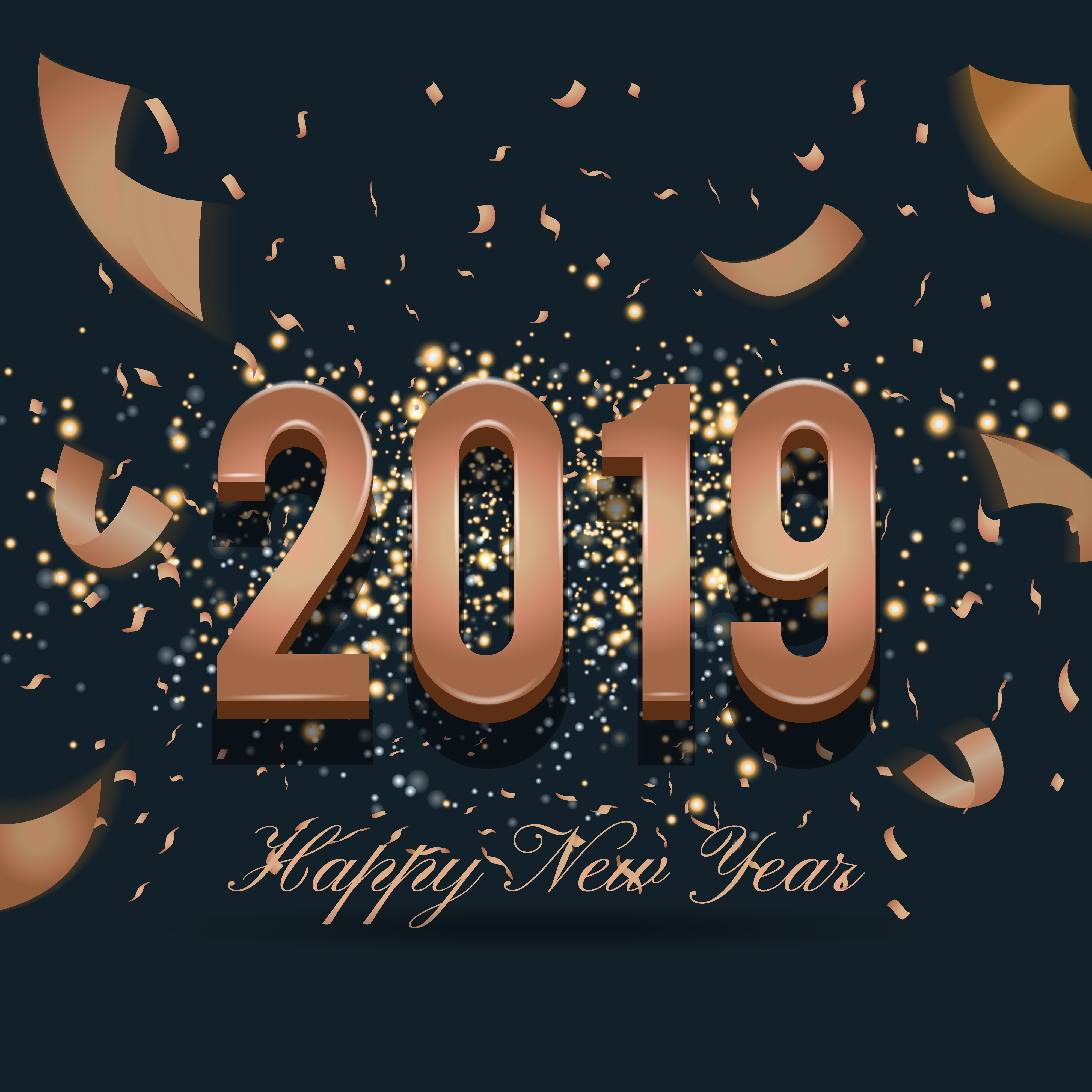 2019 Happy New Year Celebration Background Design With Falling R 272204 ...