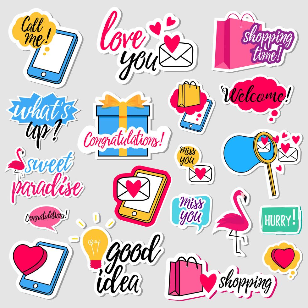 Colección De Pegatinas De Red Social De Diseño Plano 272478 Vector En