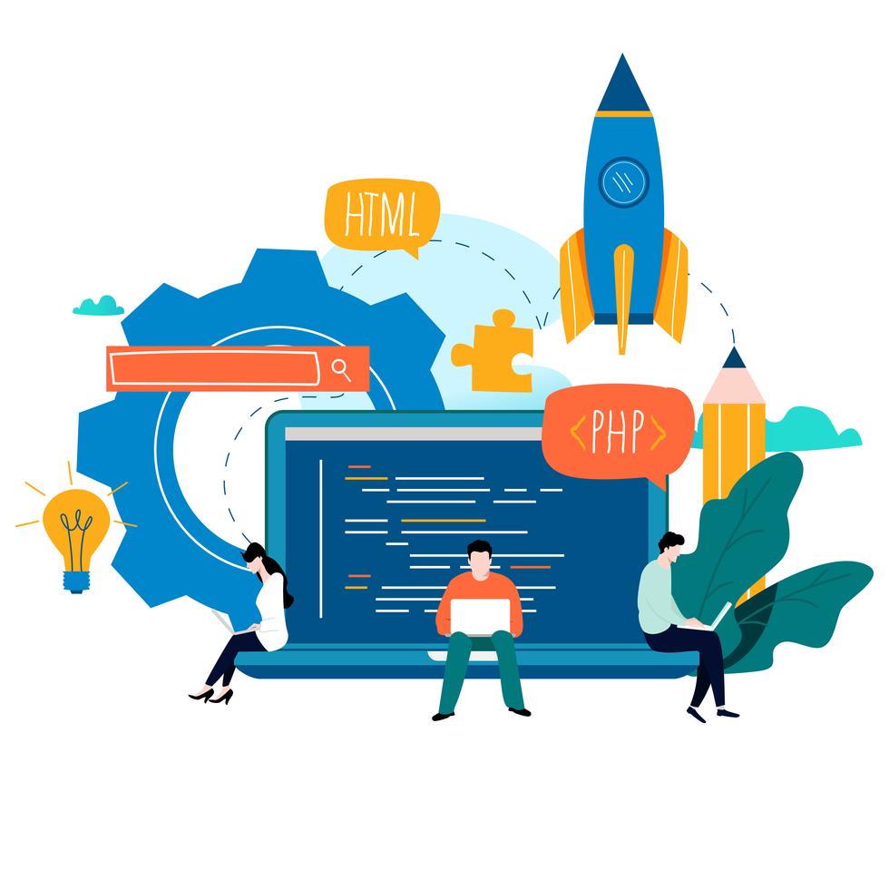 Coding, programming, application development flat vector illustration ... Coding, programming, application development flat vector illustration ...