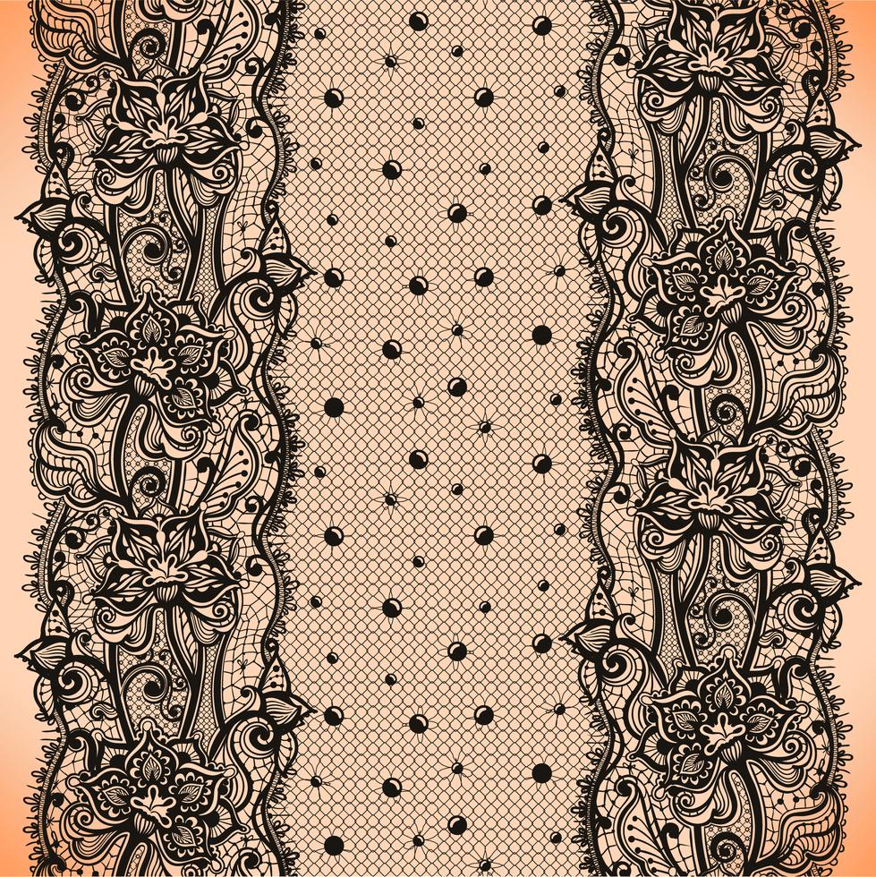 Abstract lace ribbon seamless pattern with elements flowers and dots ...