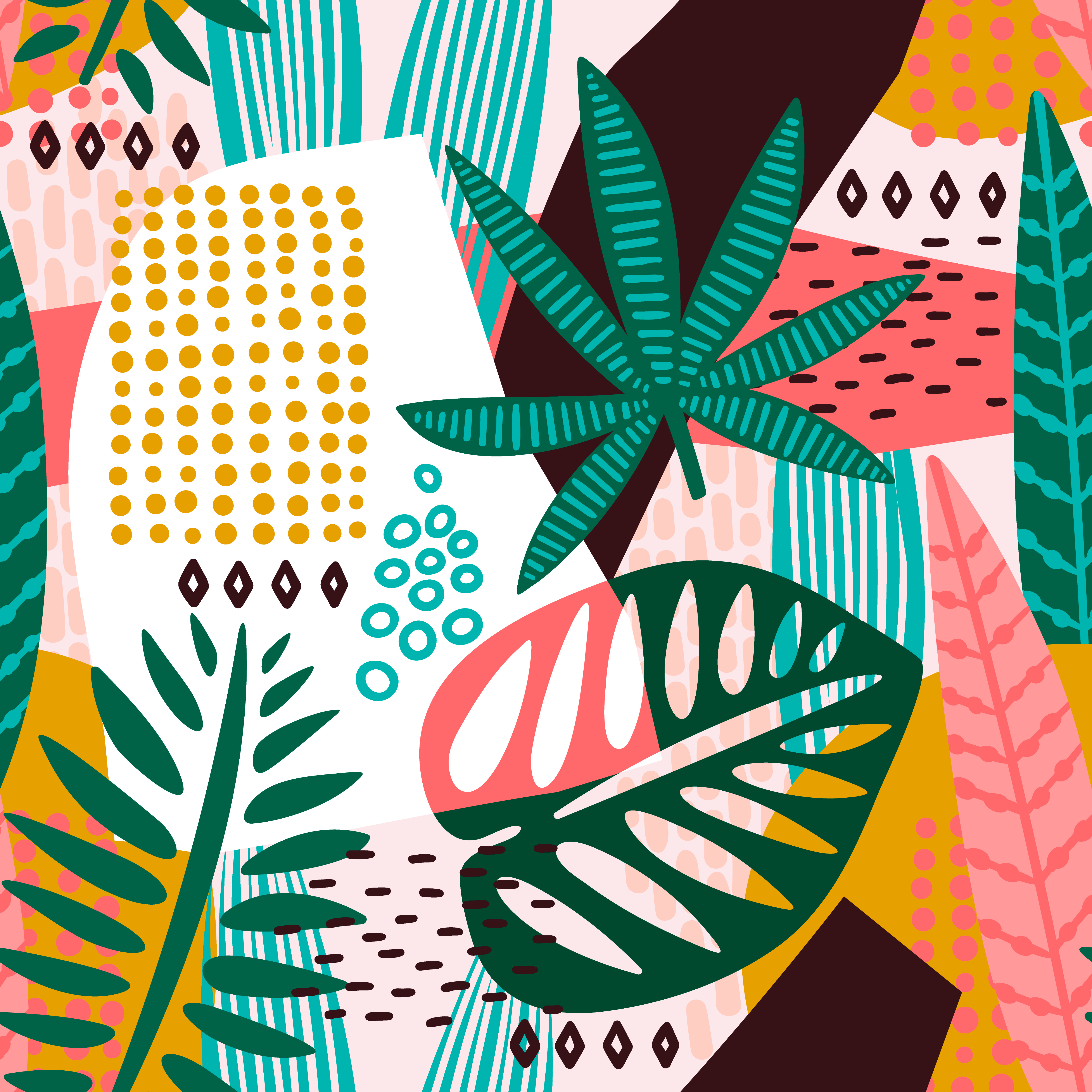 Abstract Seamless Pattern With Tropical Leaves 277873 Vector Art At