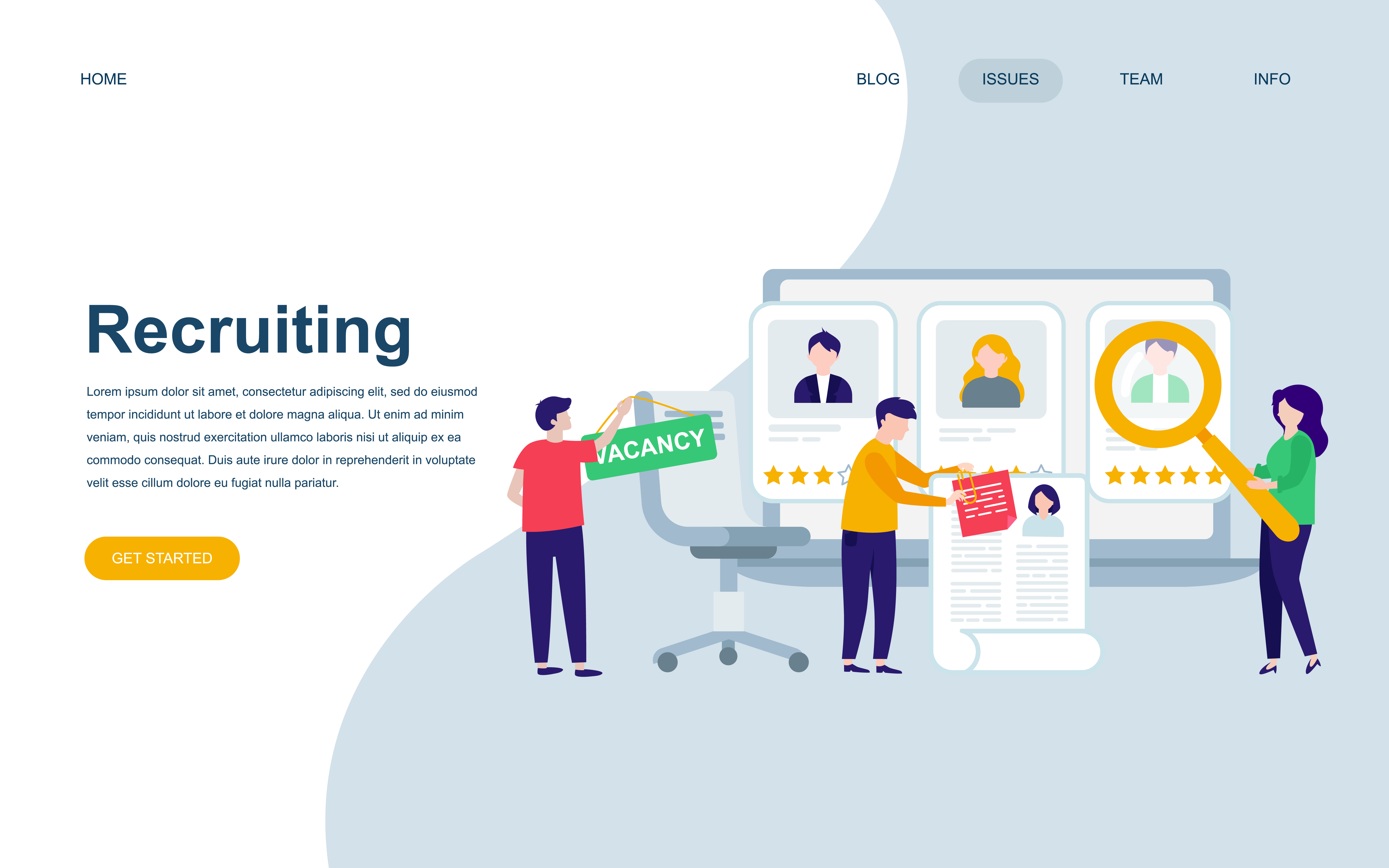 Modern flat web page design template of Recruiting 279812 Vector Art at ...
