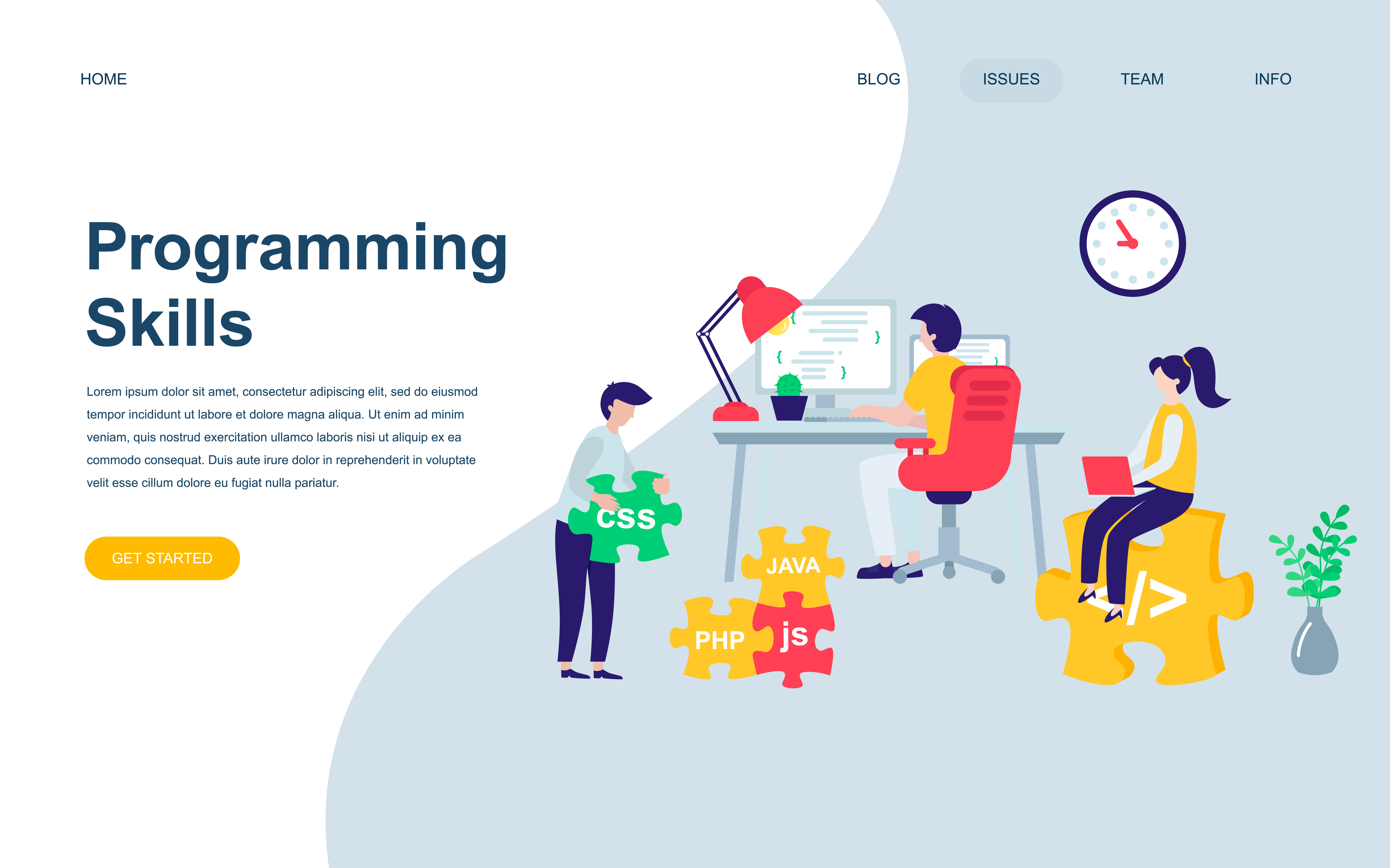 Modern Flat Web Page Design Template Of Programming Skills 279887 7368