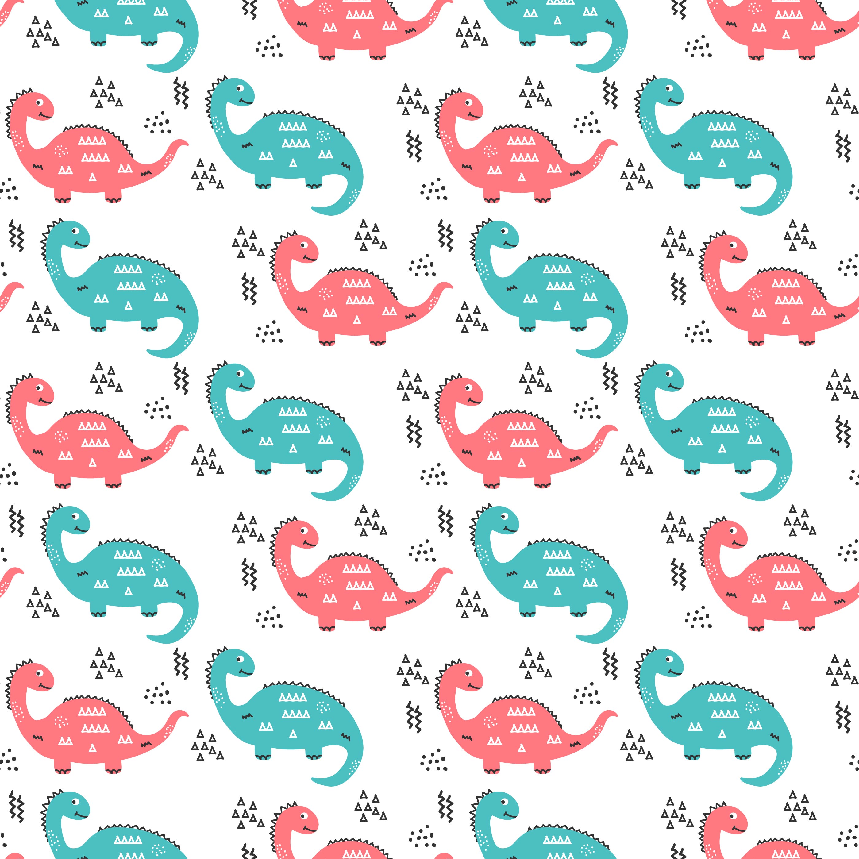 Hand Drawn Dinosaurs Pattern Vector 280751 Vector Art at Vecteezy
