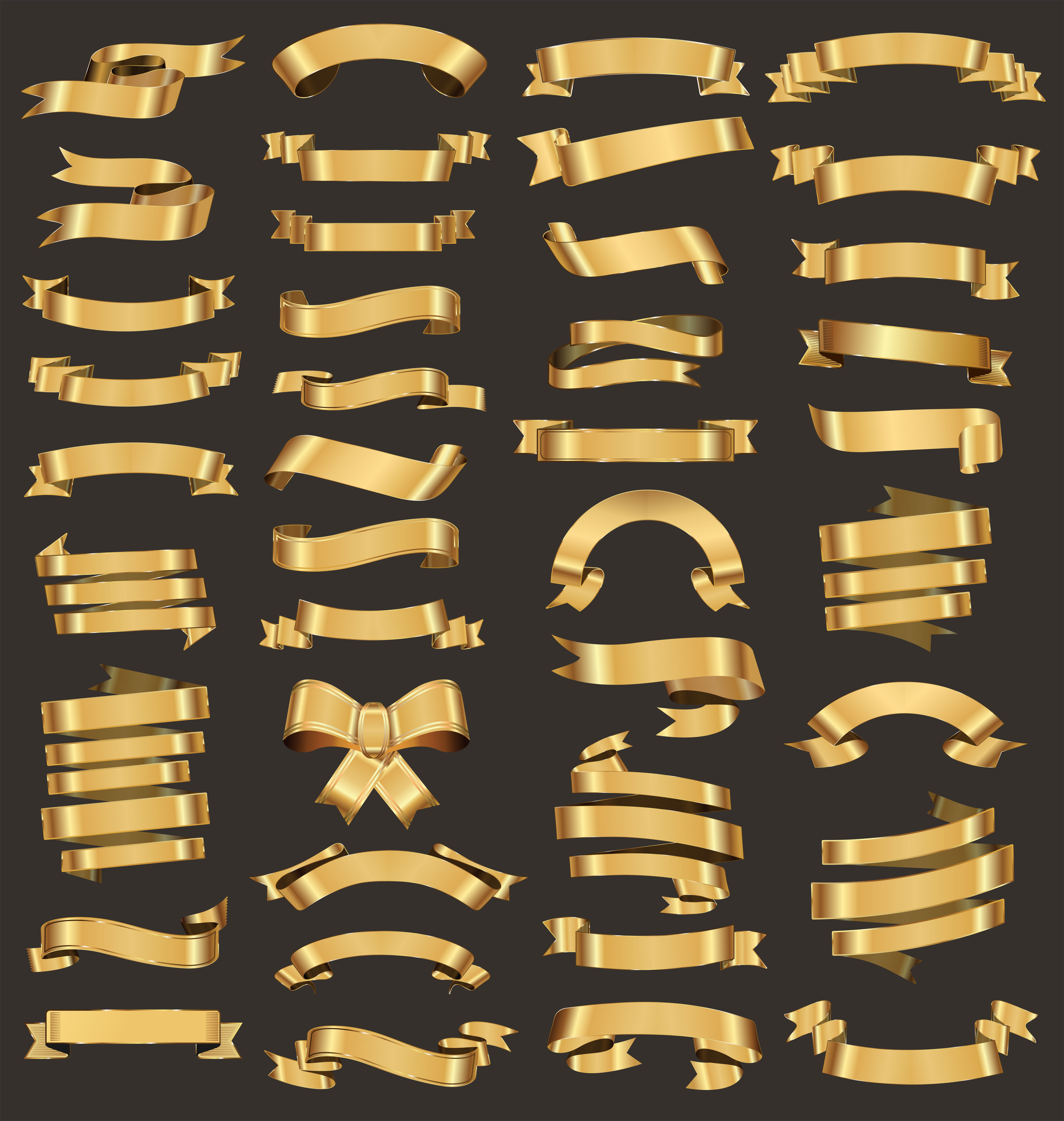 A Collection Of Various Gold Ribbons Vector Illustration 285195 Vector