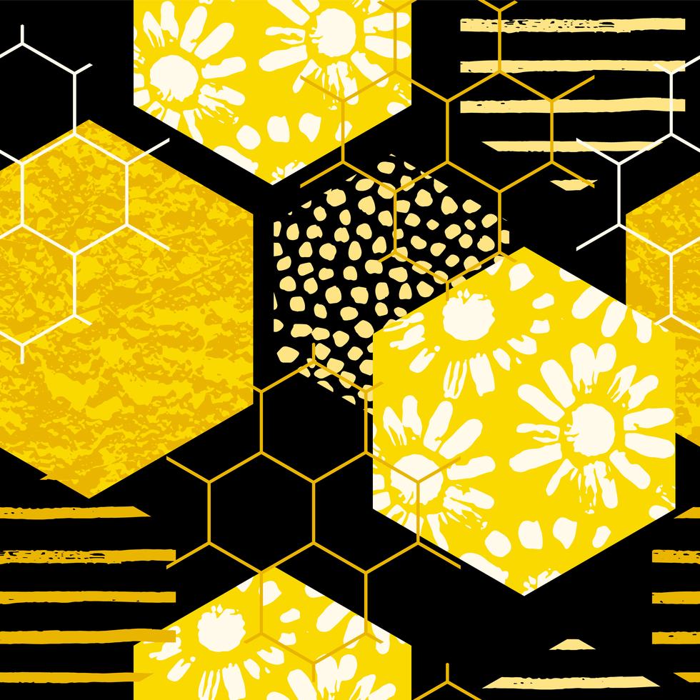 Seamless geometric pattern with honeycomb. Trendy hand drawn textures ... Seamless geometric pattern with honeycomb. Trendy hand drawn textures ...