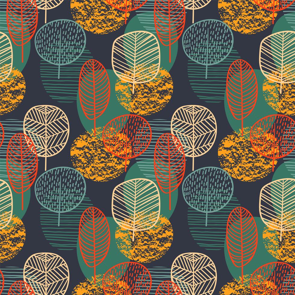 Abstract autumn seamless pattern with trees. Vector background for ...