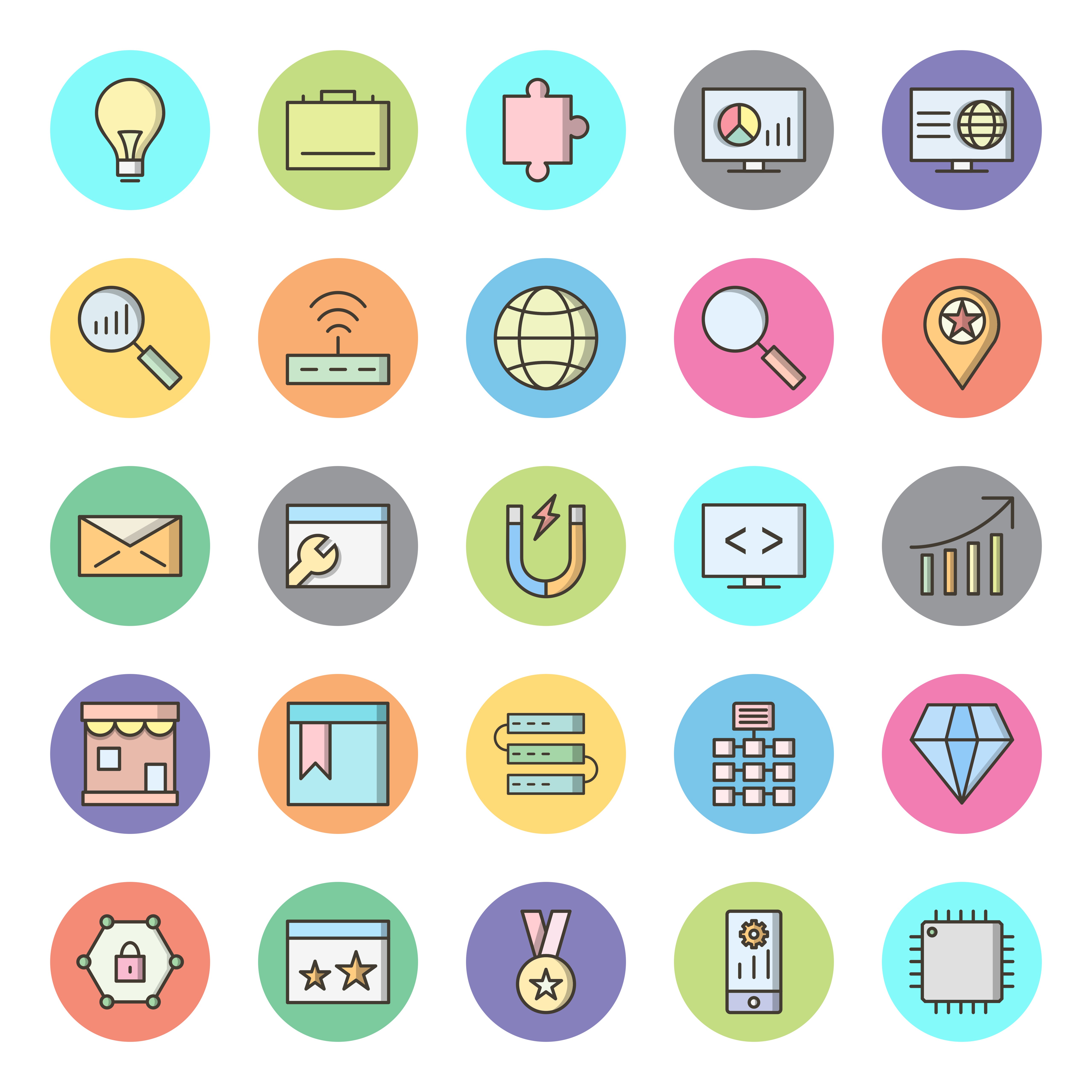 Set of Vector SEO Search Engine Optimization Icons 287508 Vector Art at ...
