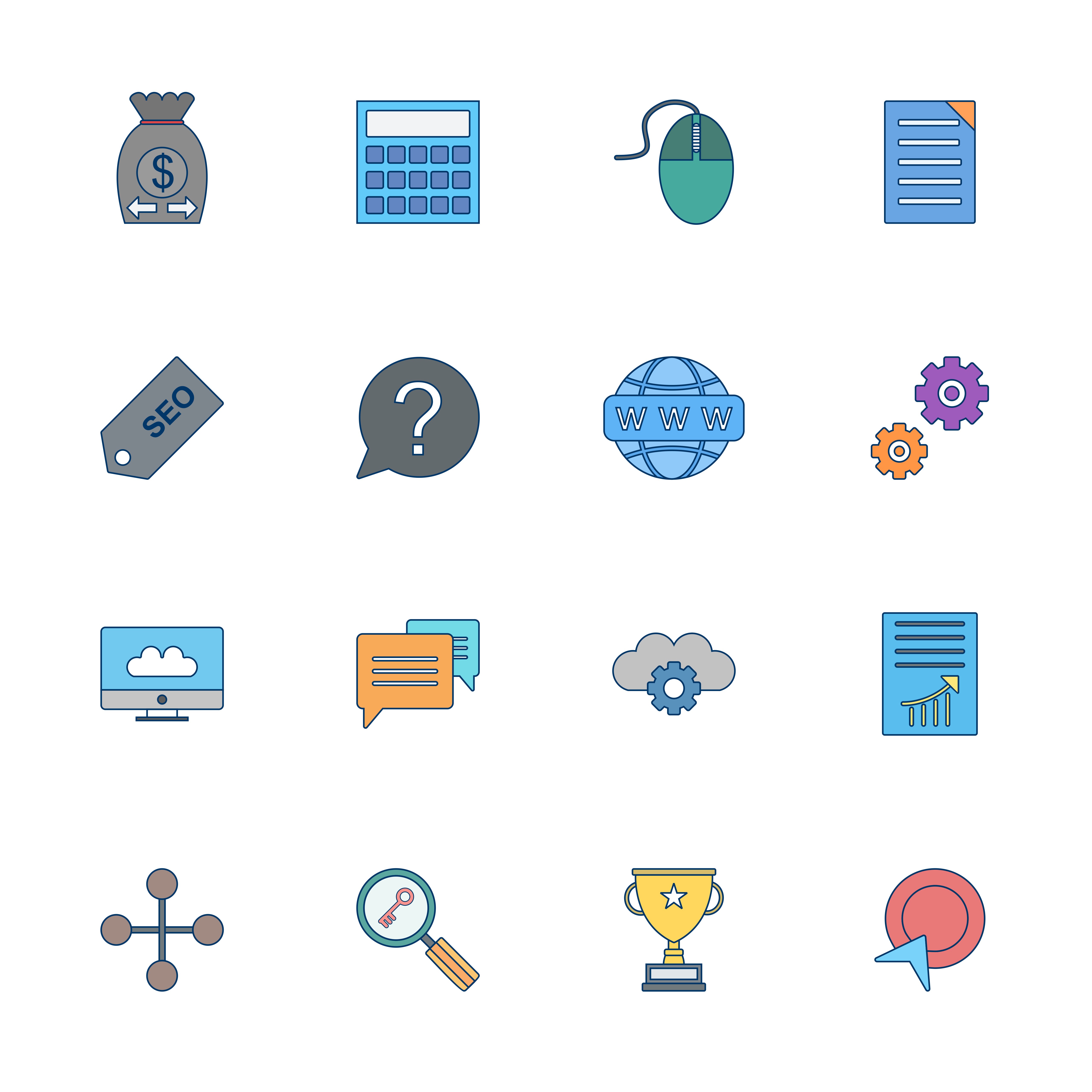 Set of Vector SEO Search Engine Optimization Icons 288237 Vector Art at ...