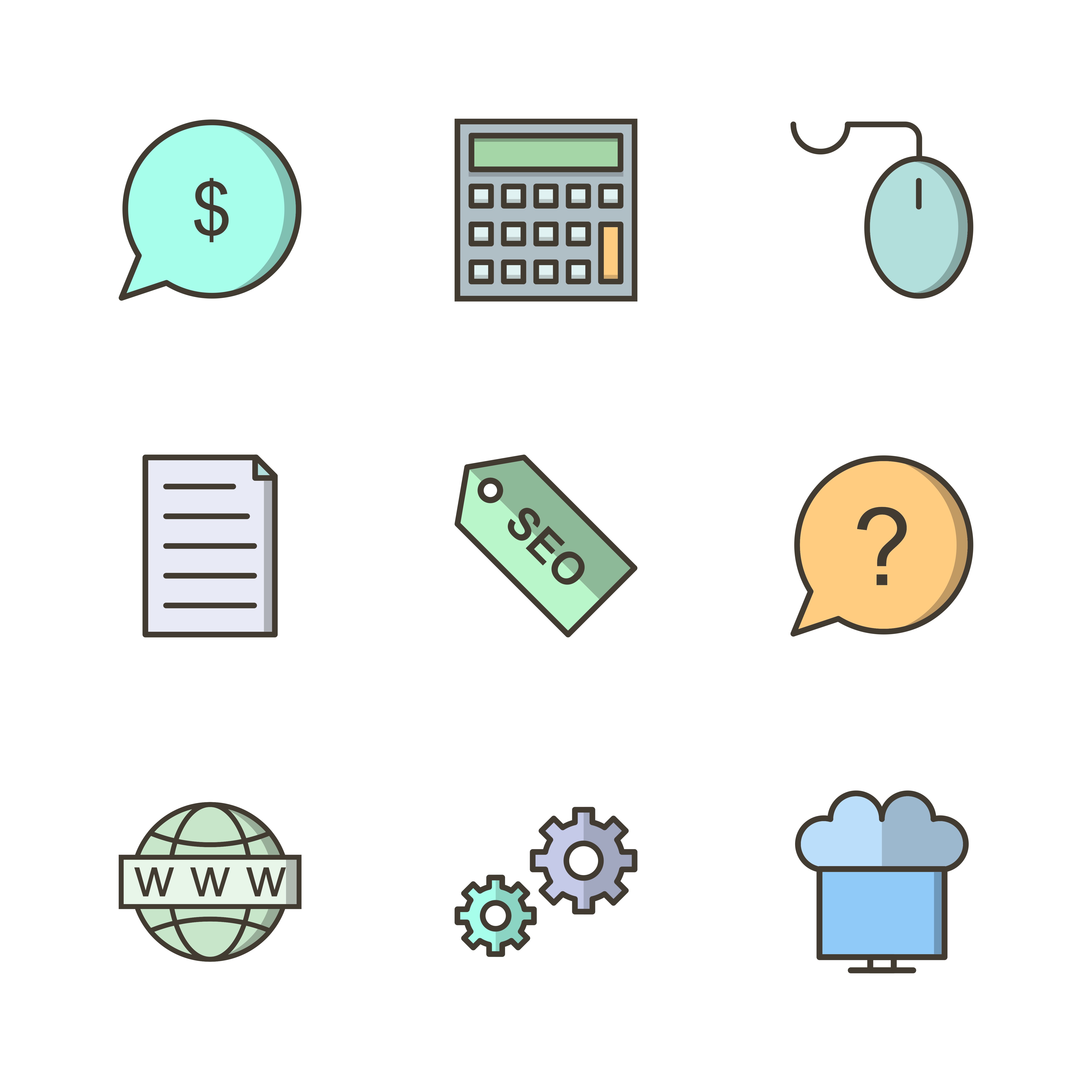 Set of Vector SEO Search Engine Optimization Icons 290657 Vector Art at ...