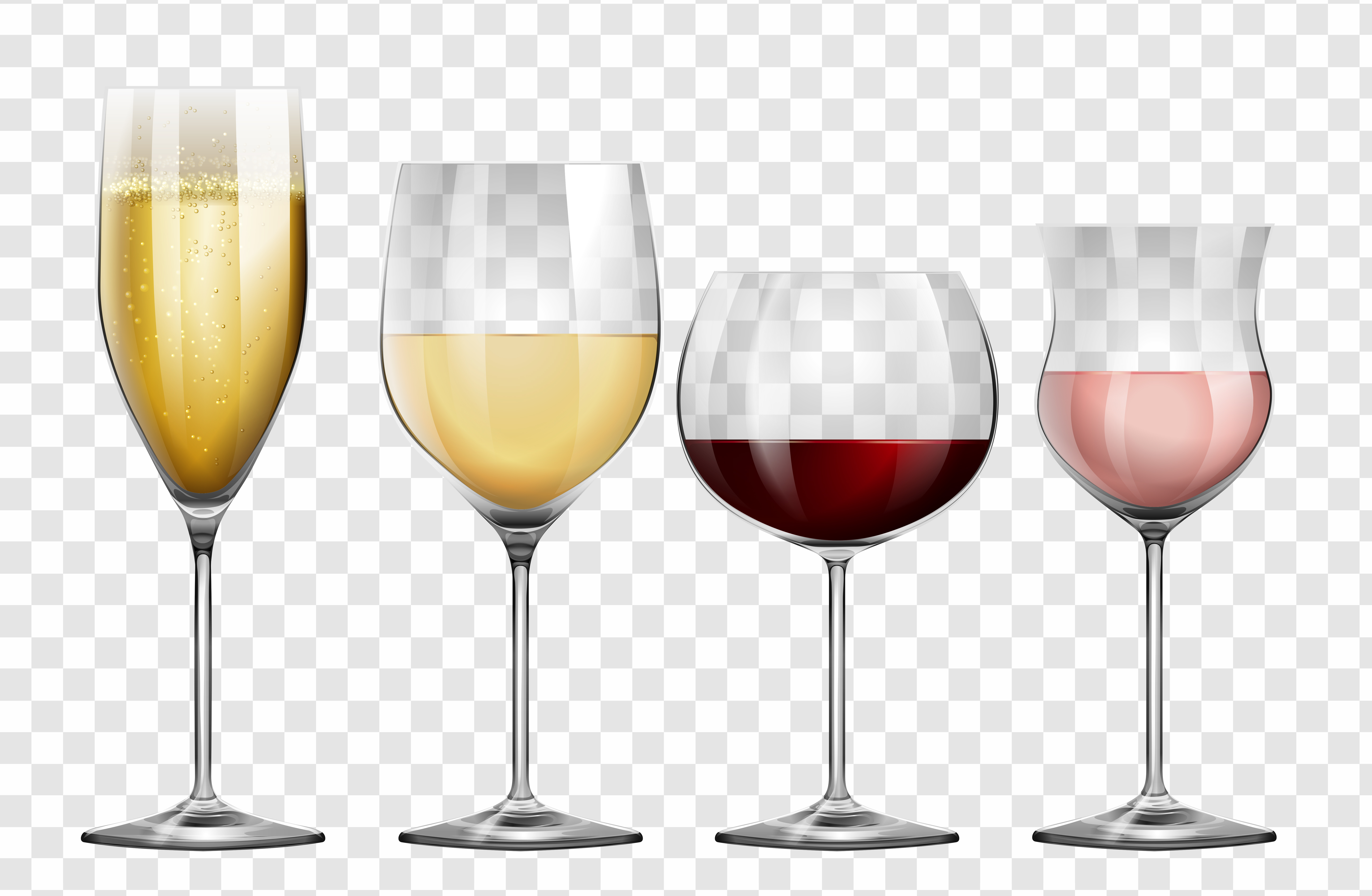 Four Different Kinds Of Wine Glasses 292429 Vector Art At Vecteezy