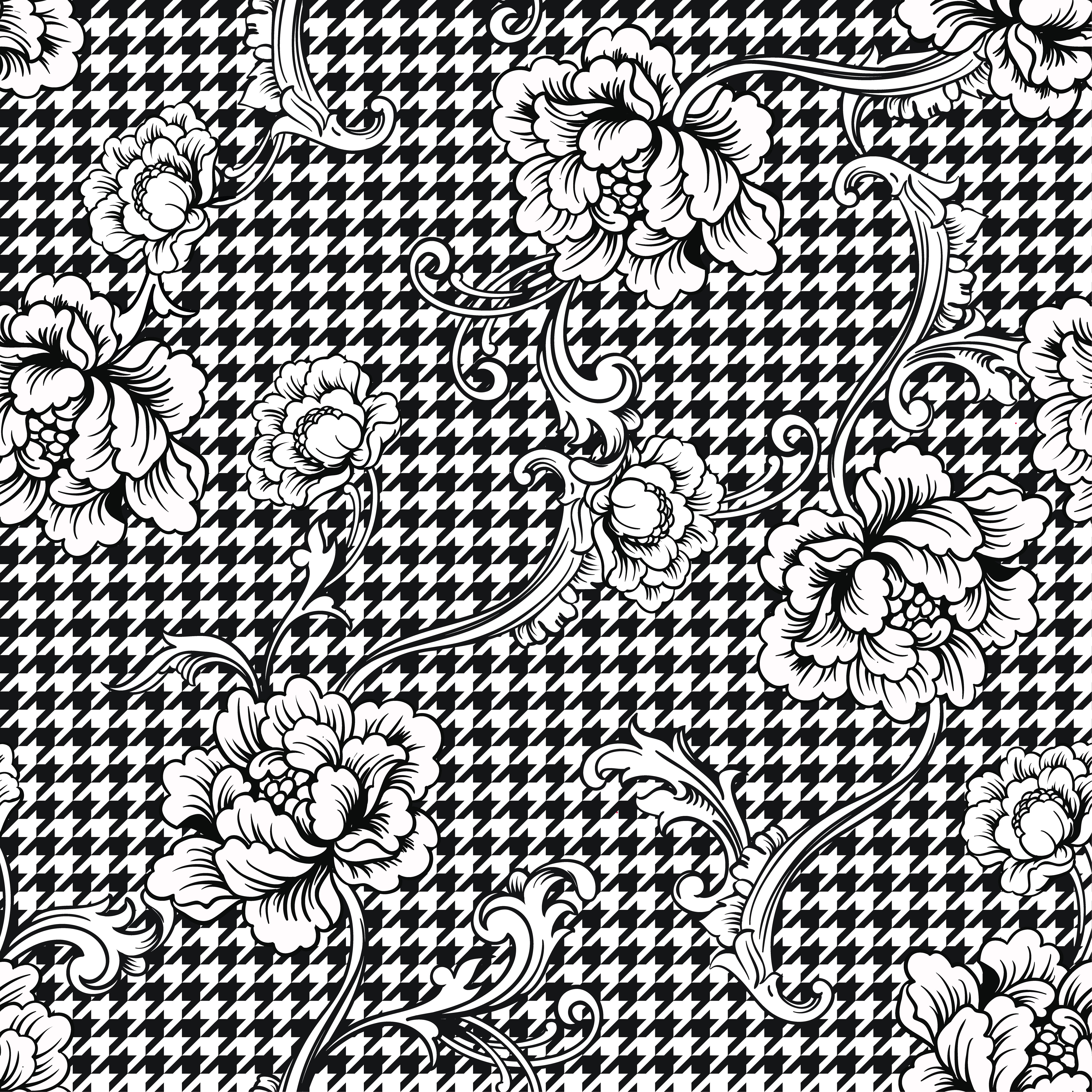 Eclectic fabric plaid seamless pattern with baroque ornament. 295999 ...