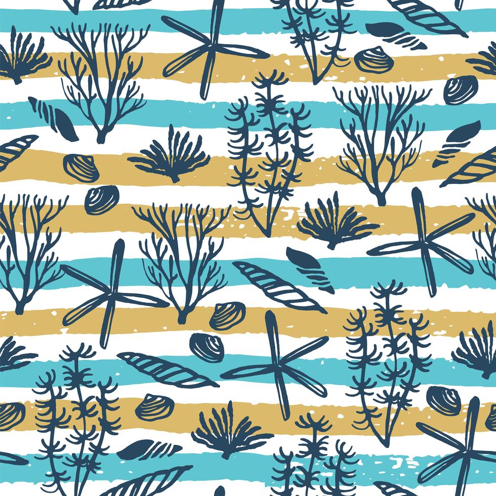 Trendy Sea Seamless Pattern With Hand Texture And Geometric Elements 297795 Vector Art At Vecteezy