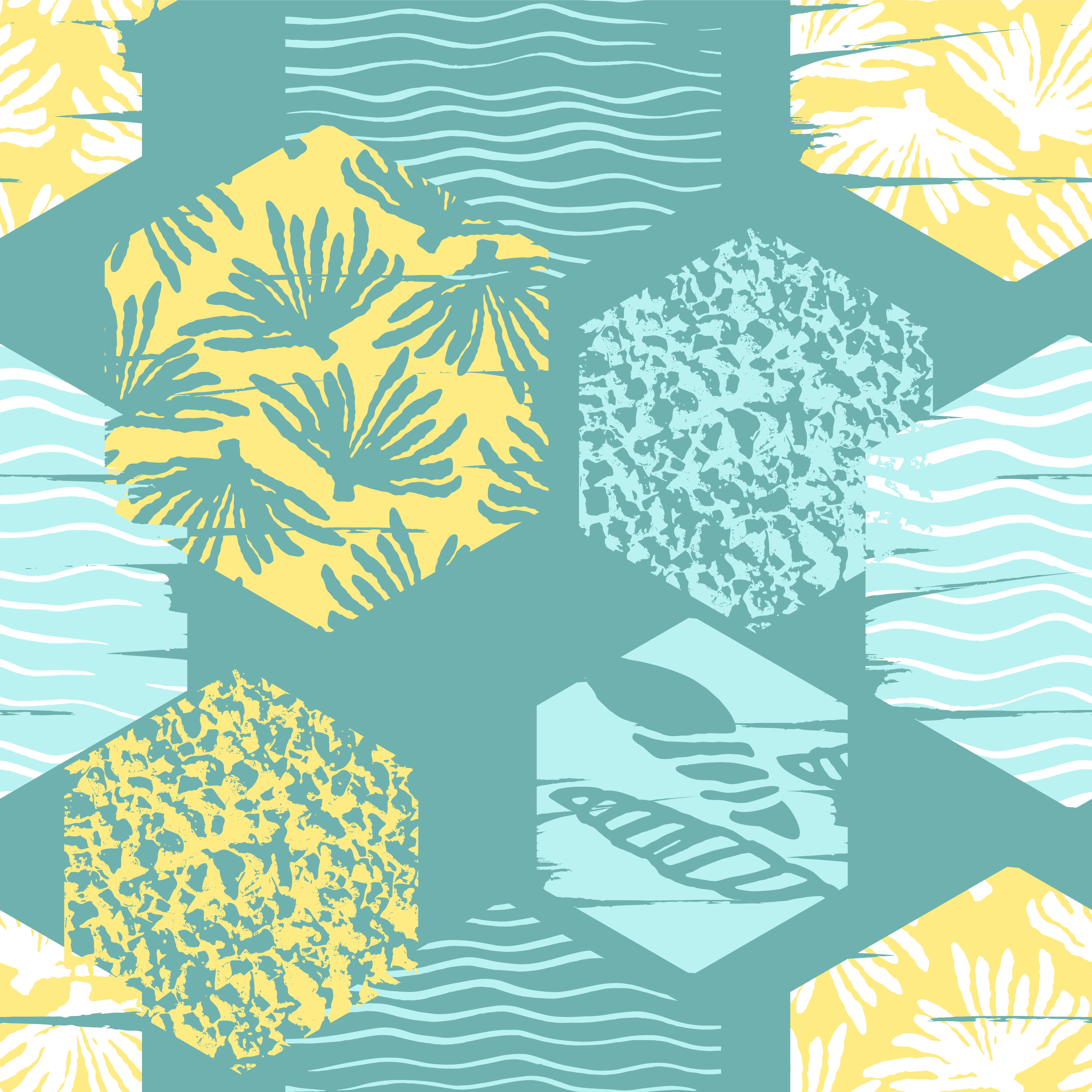 Trendy Sea Seamless Pattern With Hand Texture And Geometric Elements 298741 Vector Art At Vecteezy