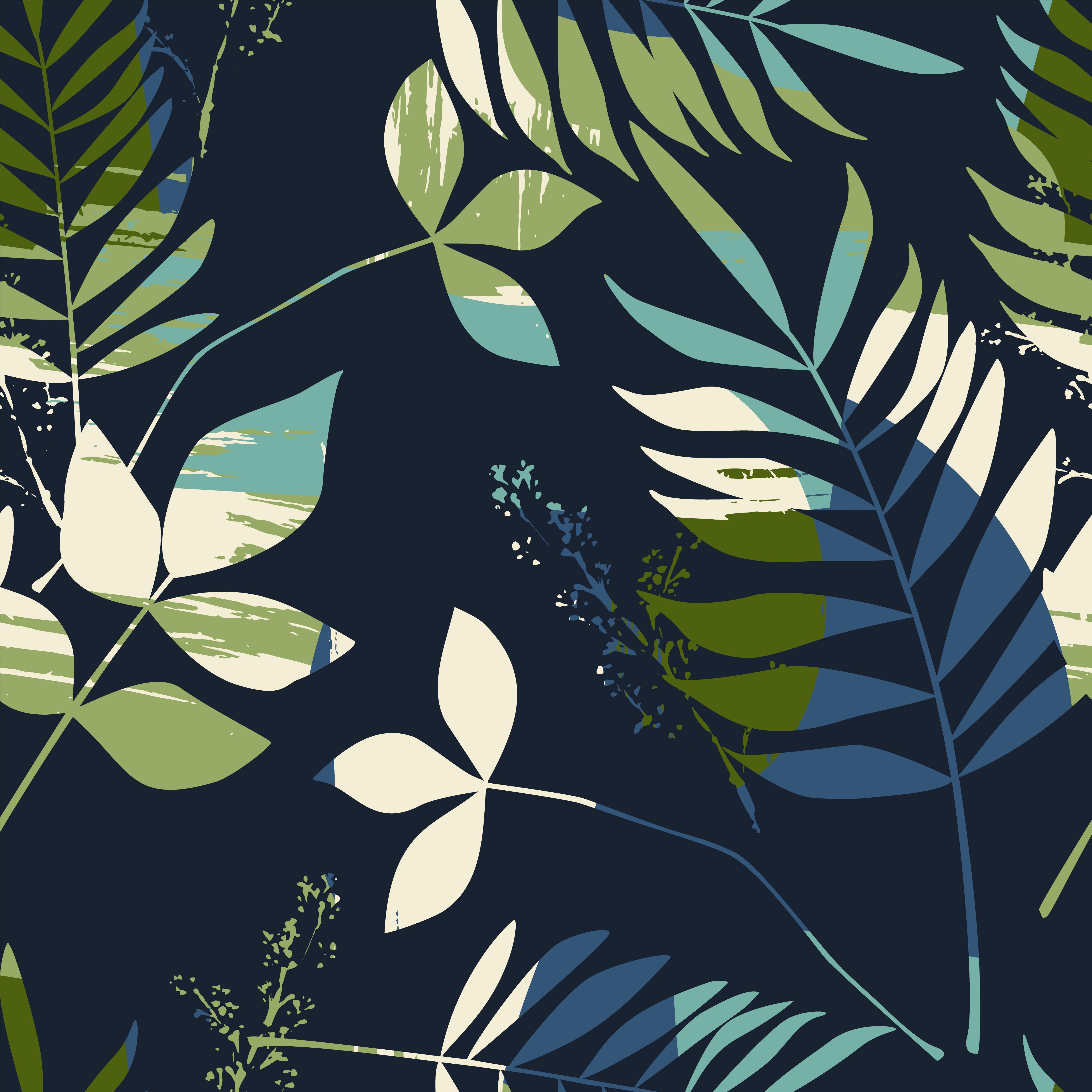 Abstract Seamless Pattern With Leaves Vector Background For Various