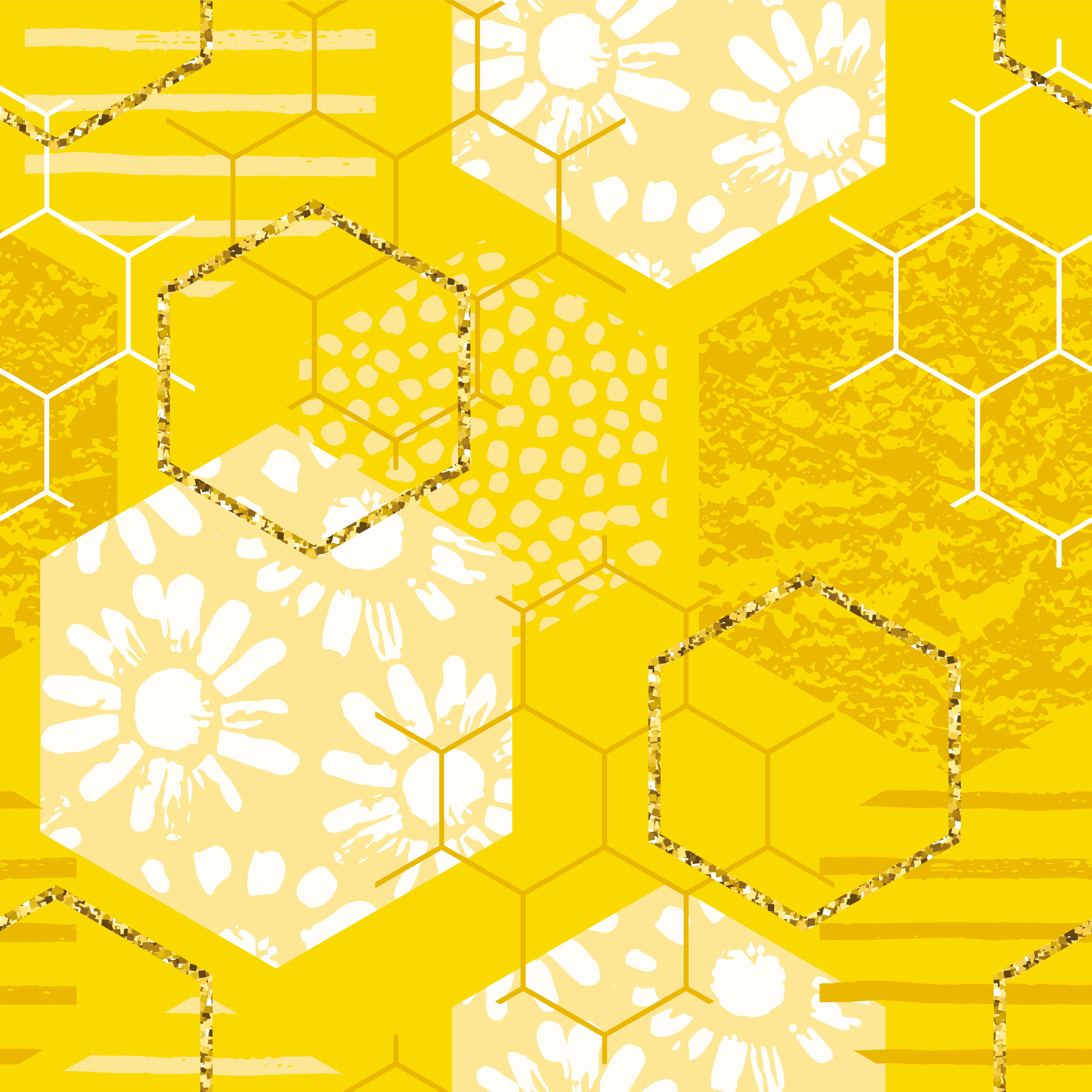 Seamless geometric pattern with honeycomb. Trendy hand drawn textures ... Seamless geometric pattern with honeycomb. Trendy hand drawn textures ...