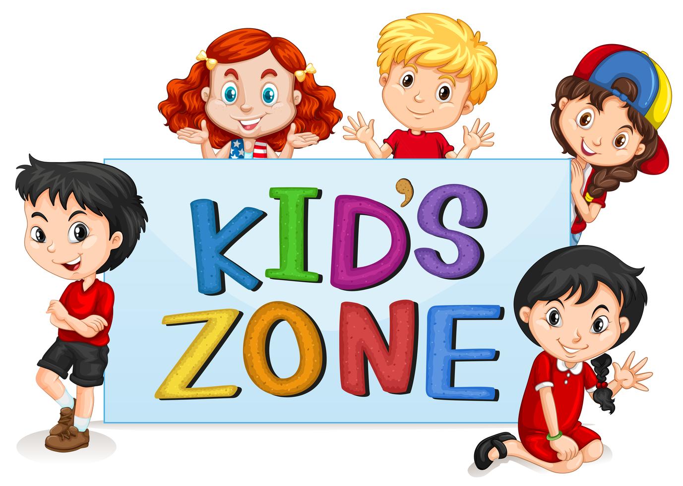Kid's zone with international kids 301174 Vector Art at Vecteezy